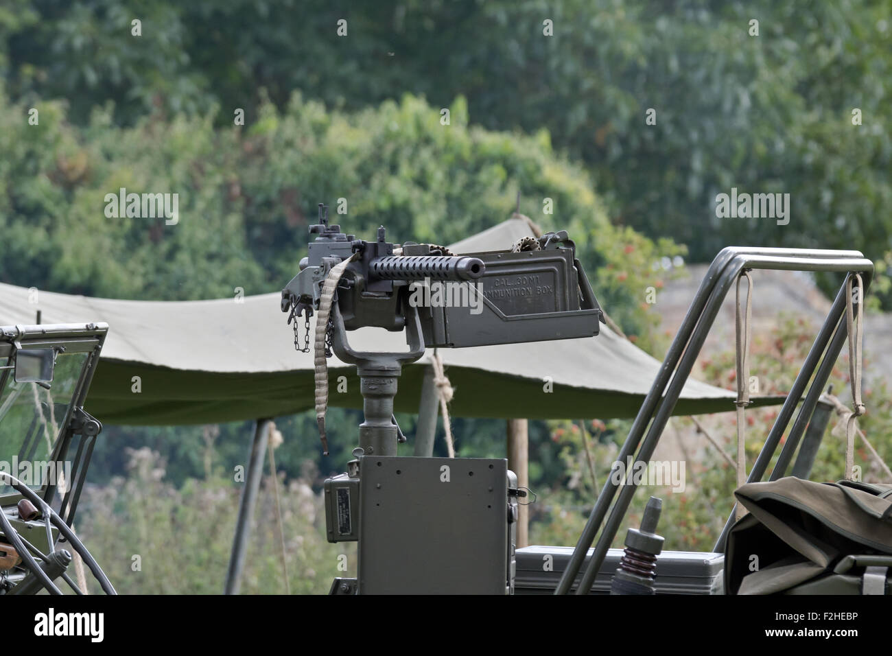 U.S army jeep with mounted machine gun. Credit: Scott Carruthers/Alamy ...