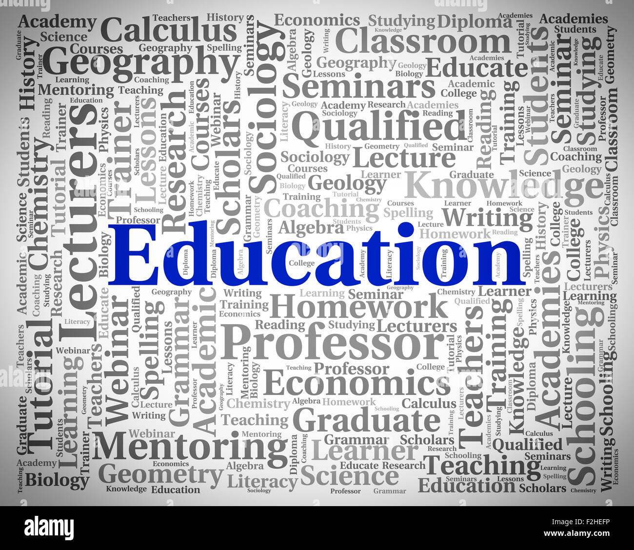 Education Word Showing Learning Develop And Learned Stock Photo - Alamy