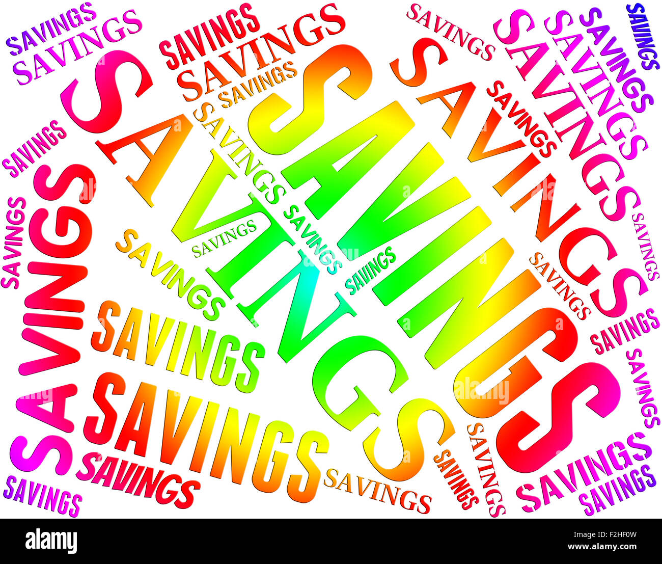 Savings Word Meaning Wealth Financial And Money Stock Photo - Alamy