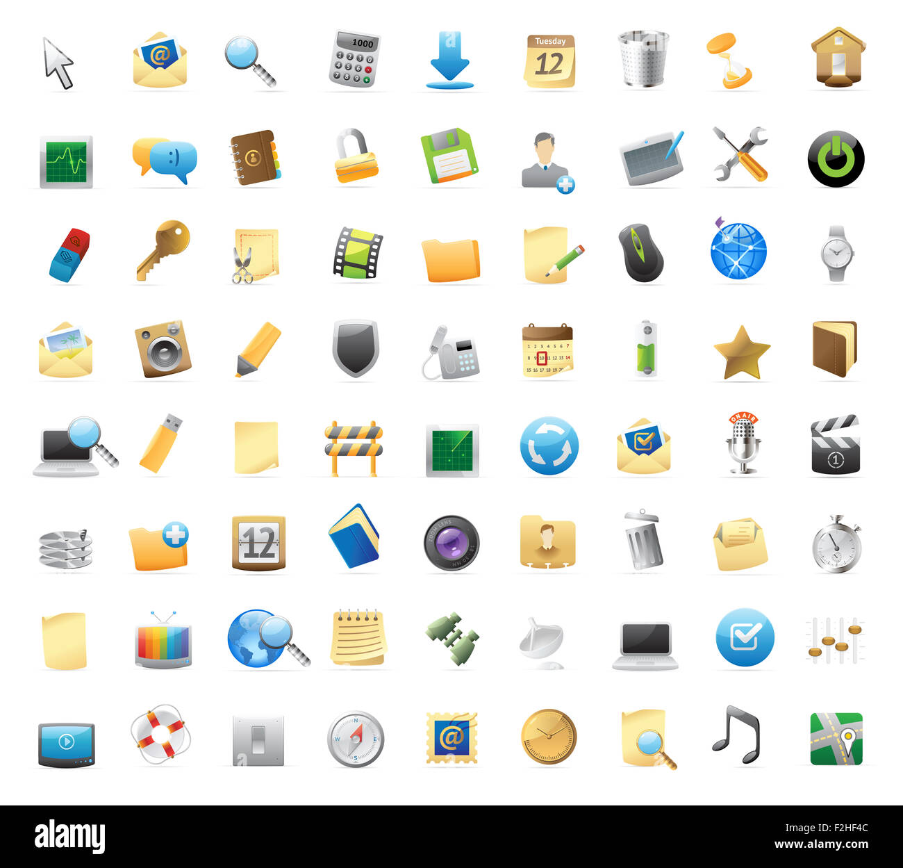 72 detailed icons for signs and interface symbols Stock Photo - Alamy