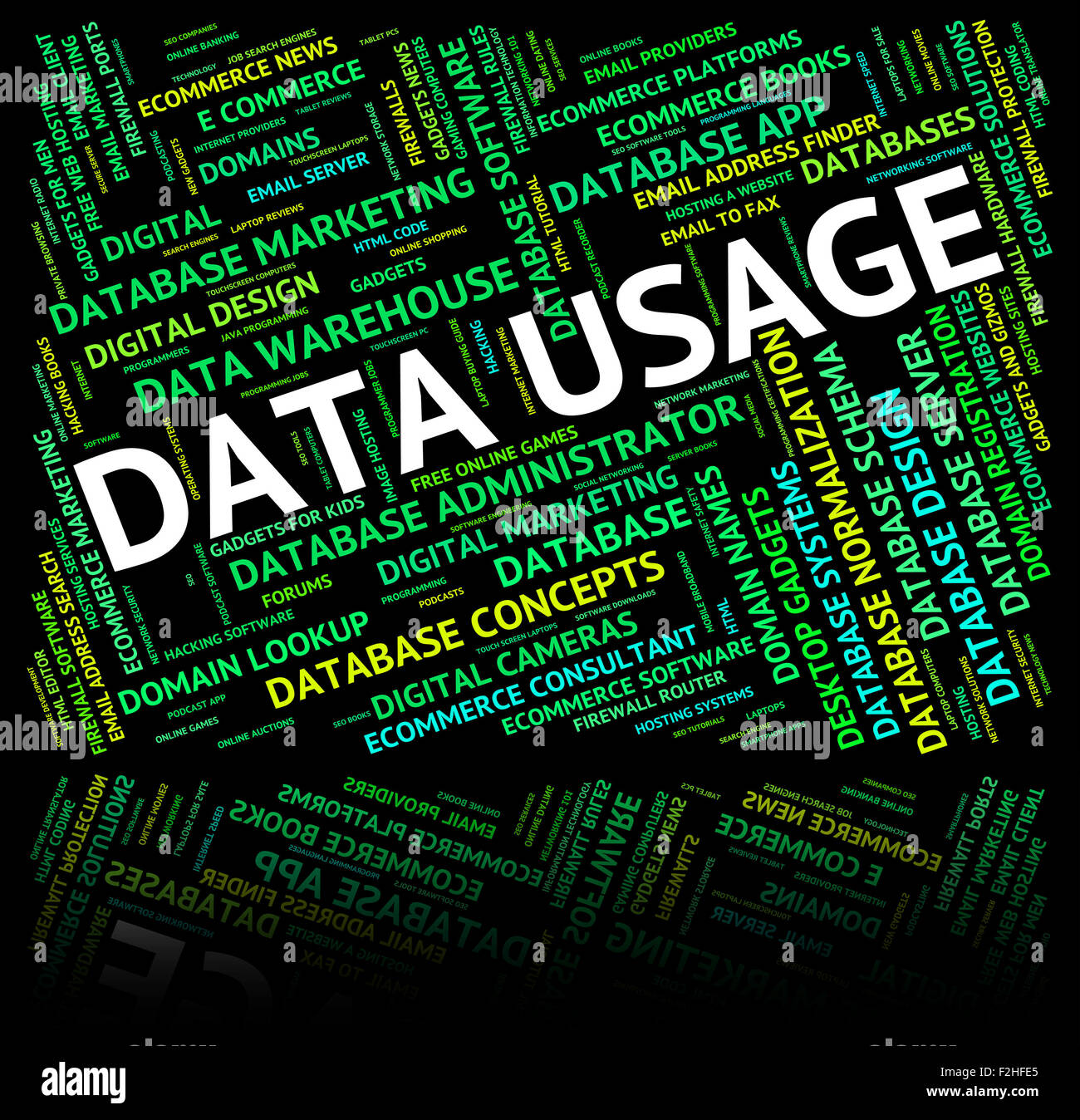 Data Usage Showing Use Used And Knowledge Stock Photo - Alamy