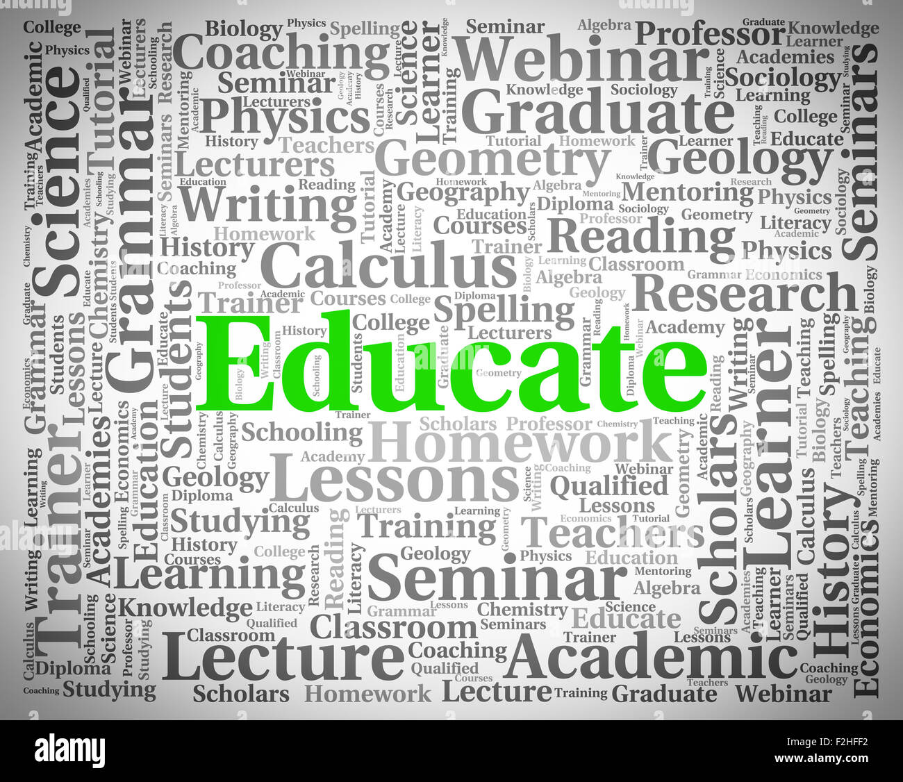 Educate Word Meaning Words Educating And Education Stock Photo - Alamy