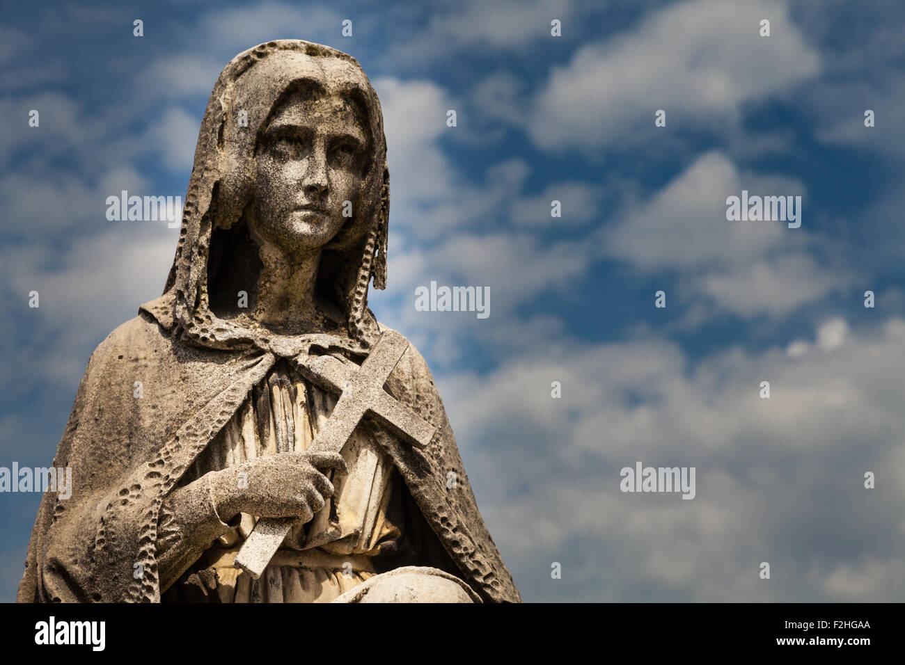 Cemetery statue in Italy, made of stone - more than 100 years old Stock ...