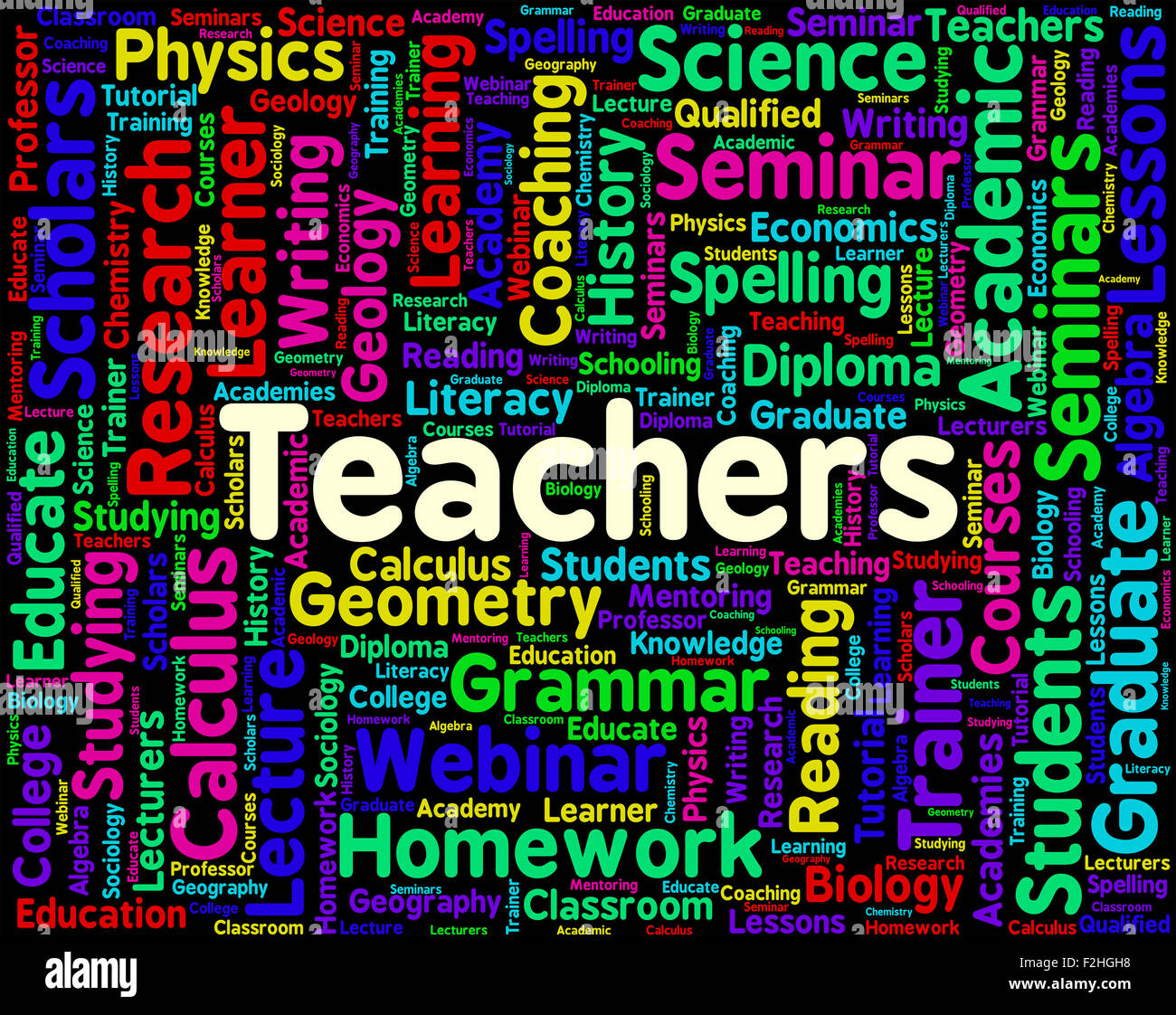 Teachers Word Showing Taught Educate And Lessons Stock Photo - Alamy