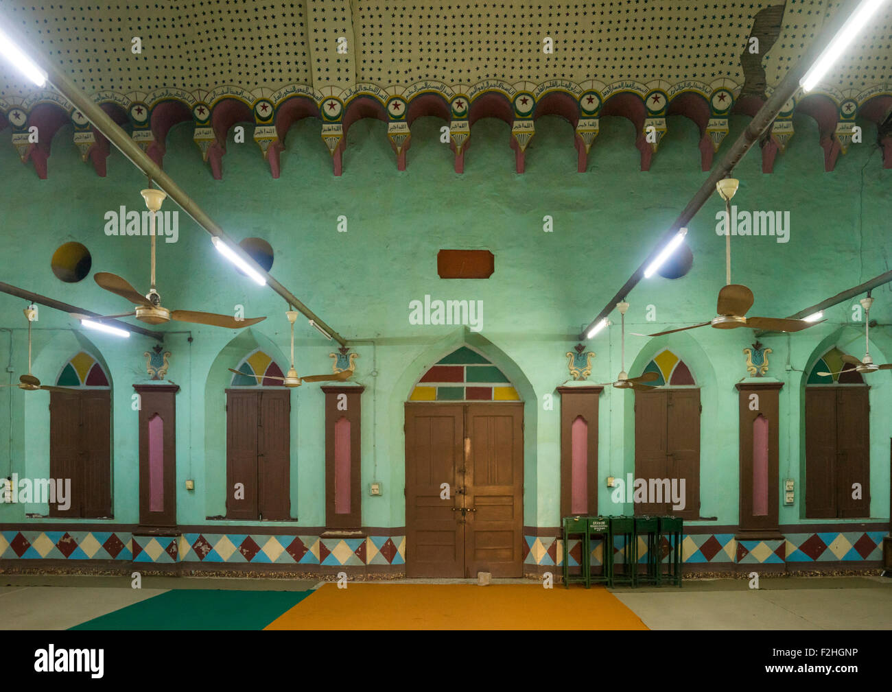 Benin, West Africa, Porto-Novo, praying room inside the great mosque ...