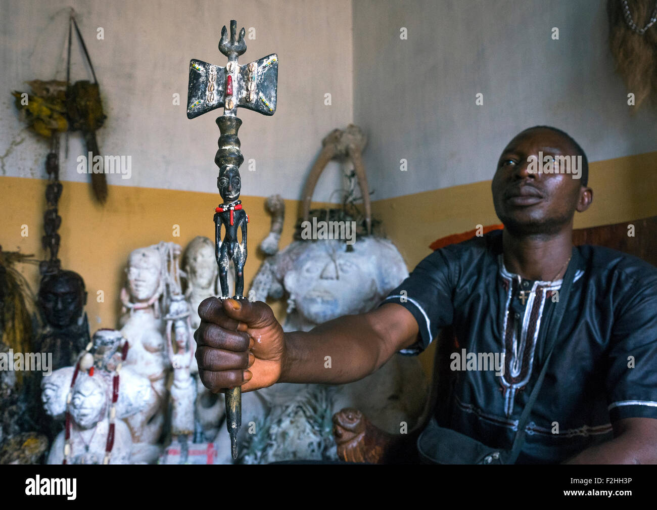 Benin, West Africa, Bonhicon, kagbanon bebe voodoo priest during a ...