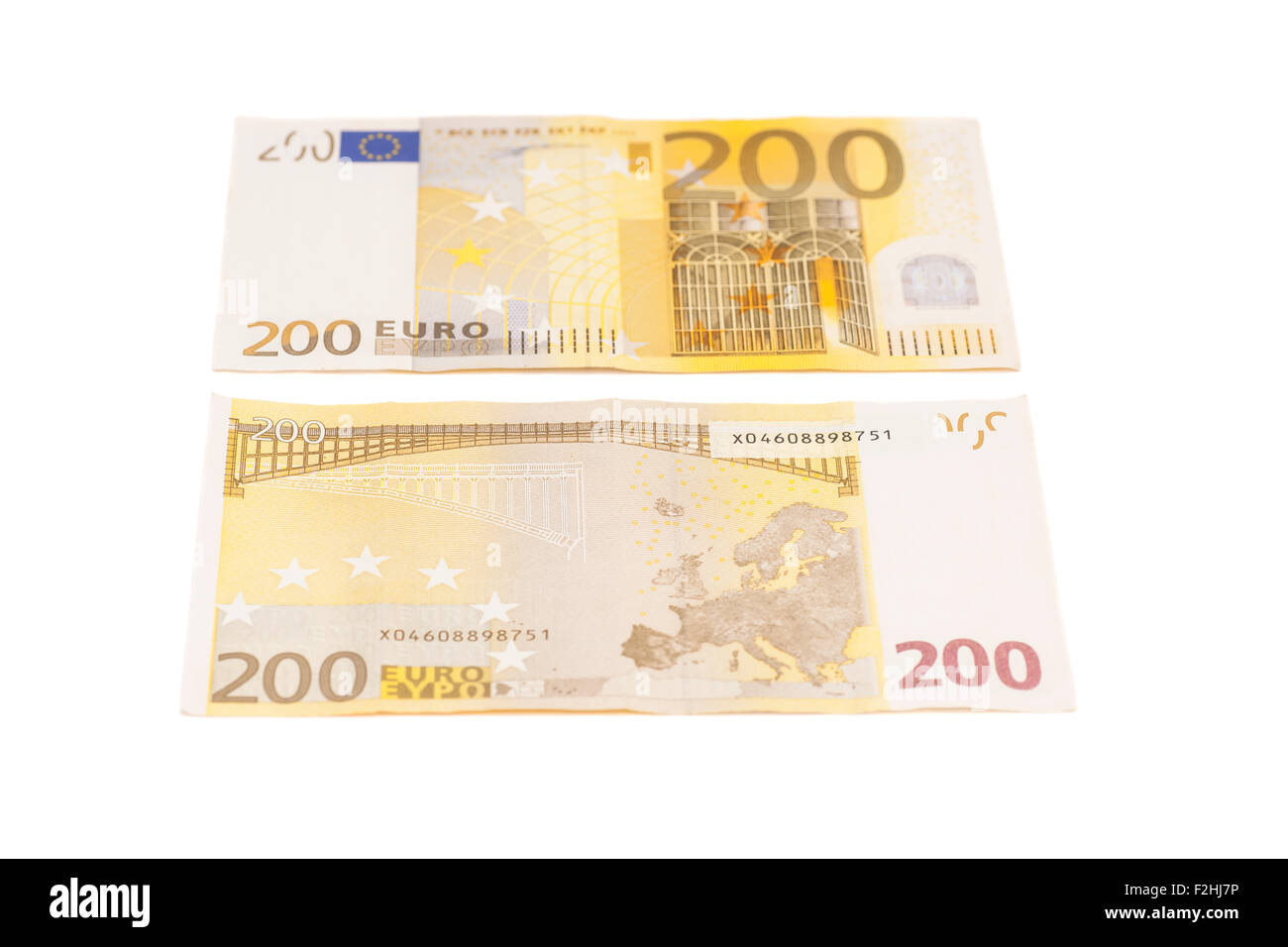 Two hundred euro banknotes isolated on a white background Stock Photo ...