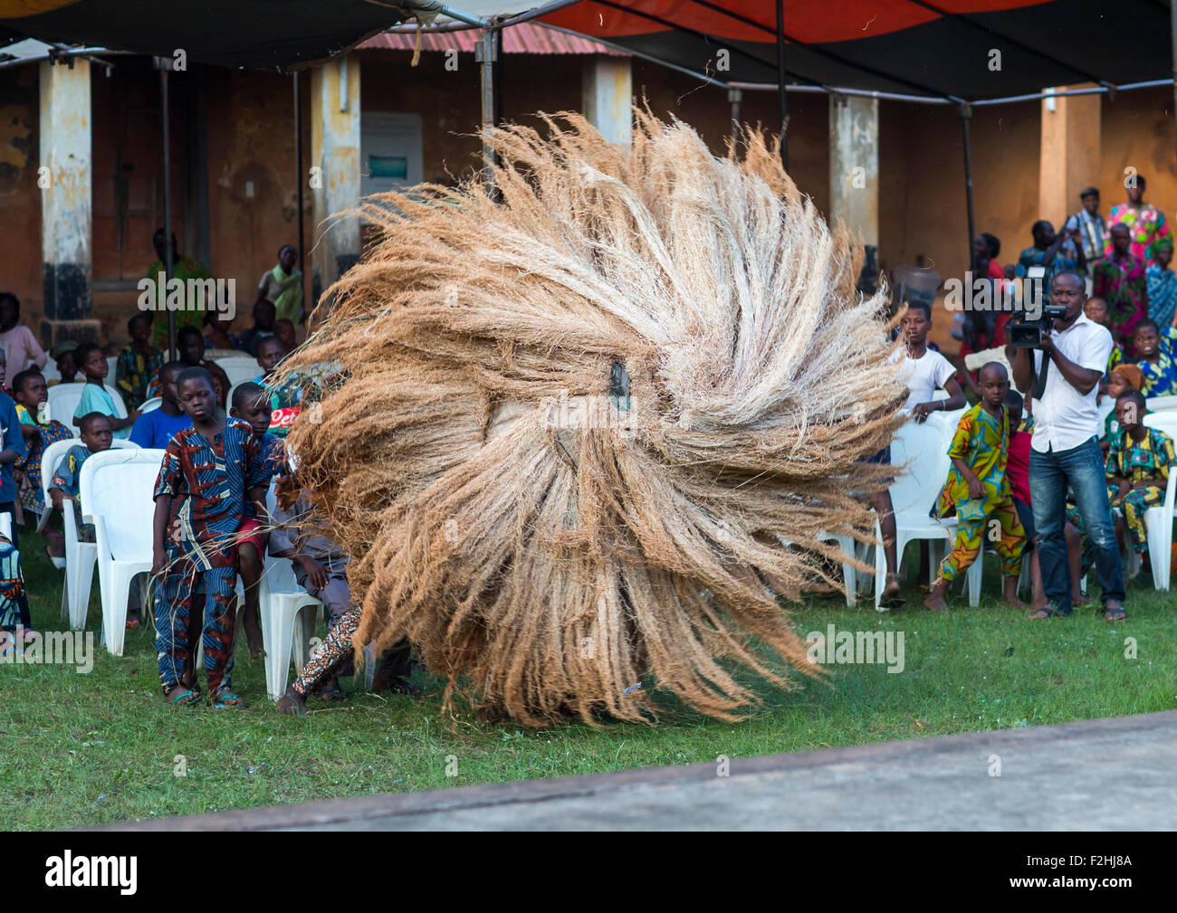 Benin, West Africa, Porto-Novo, zangbeto guardian of the night spirit ...