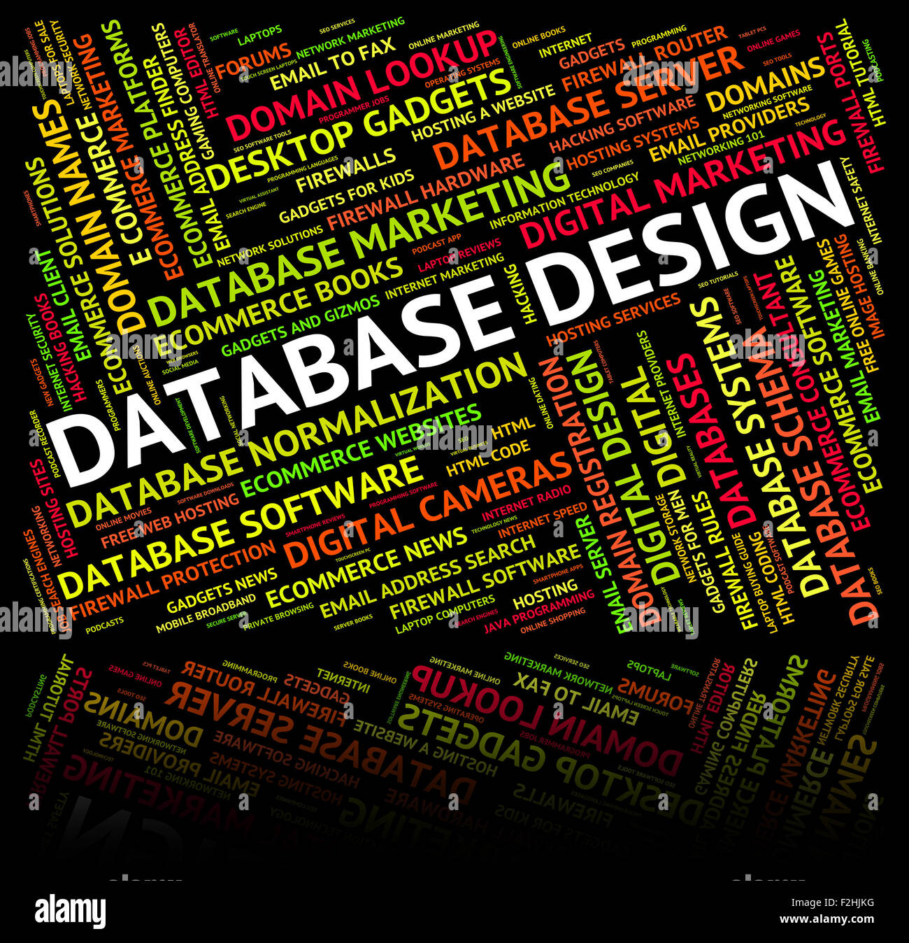Database Design Indicating Words Computer And Word Stock Photo - Alamy