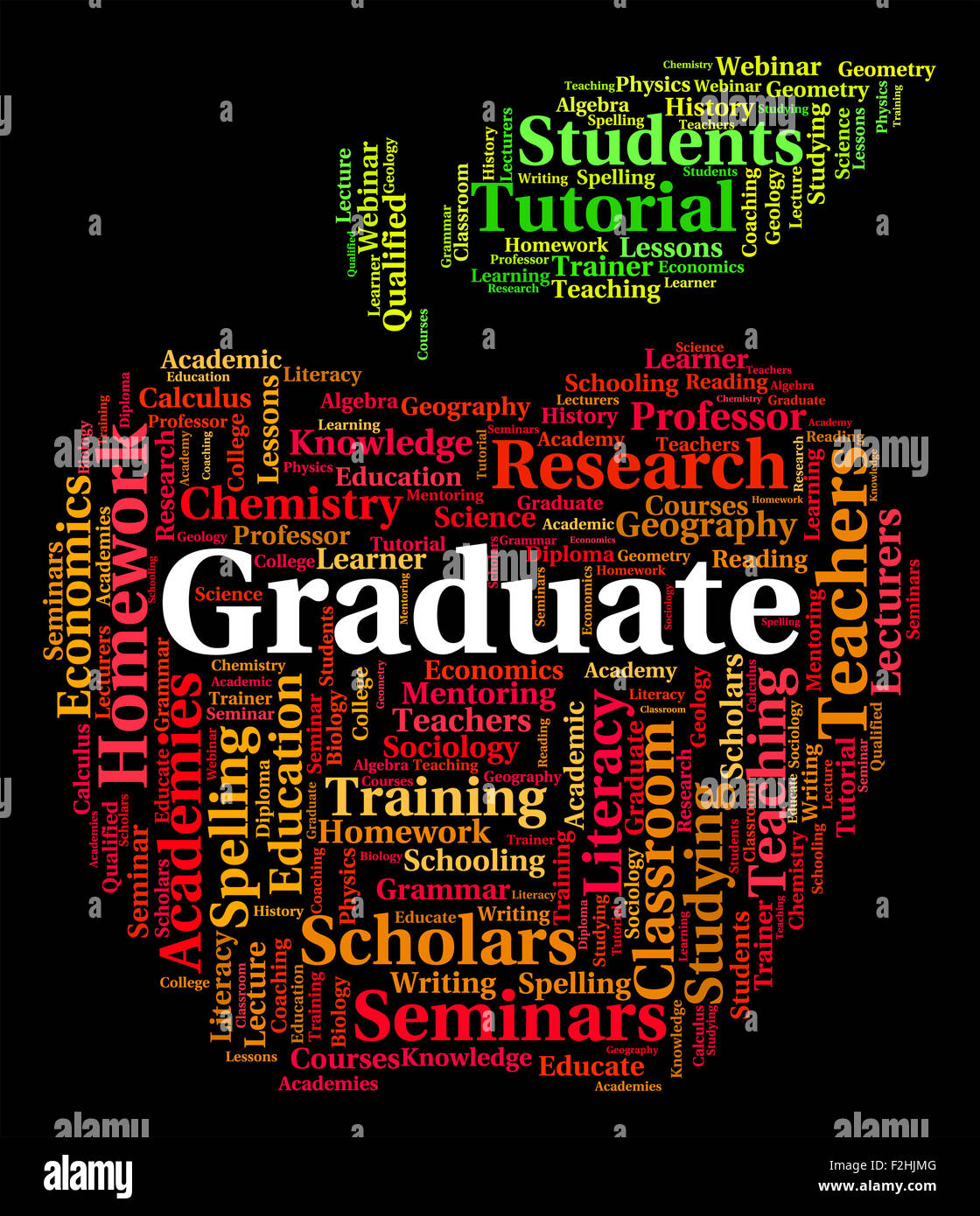 Graduate Word Indicating Masters Words And Ceremony Stock Photo - Alamy