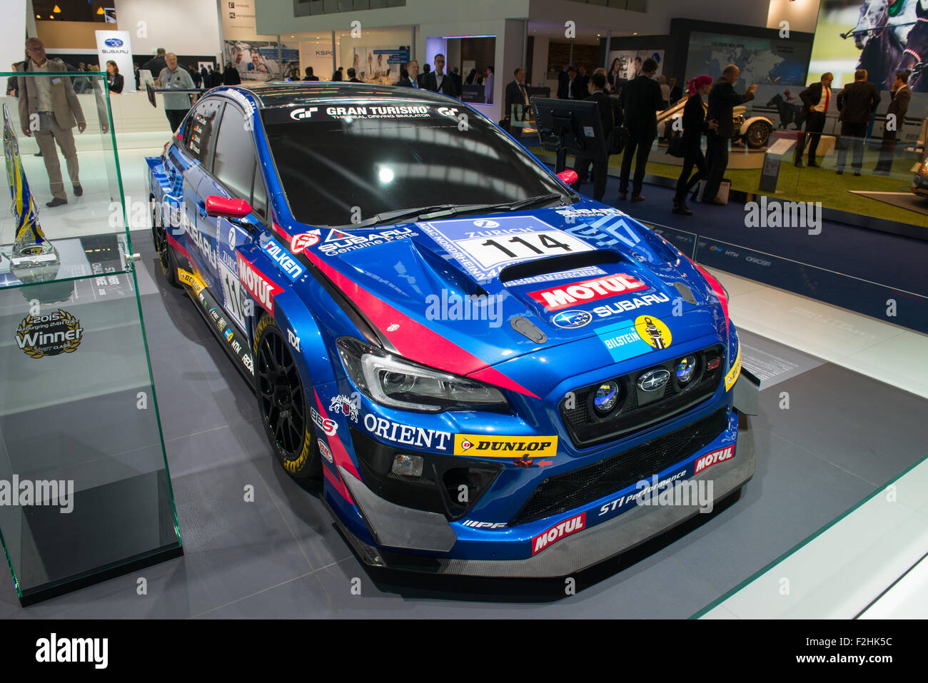 Frankfurt international motor show (IAA) 2015. Subaru rally racing car ...