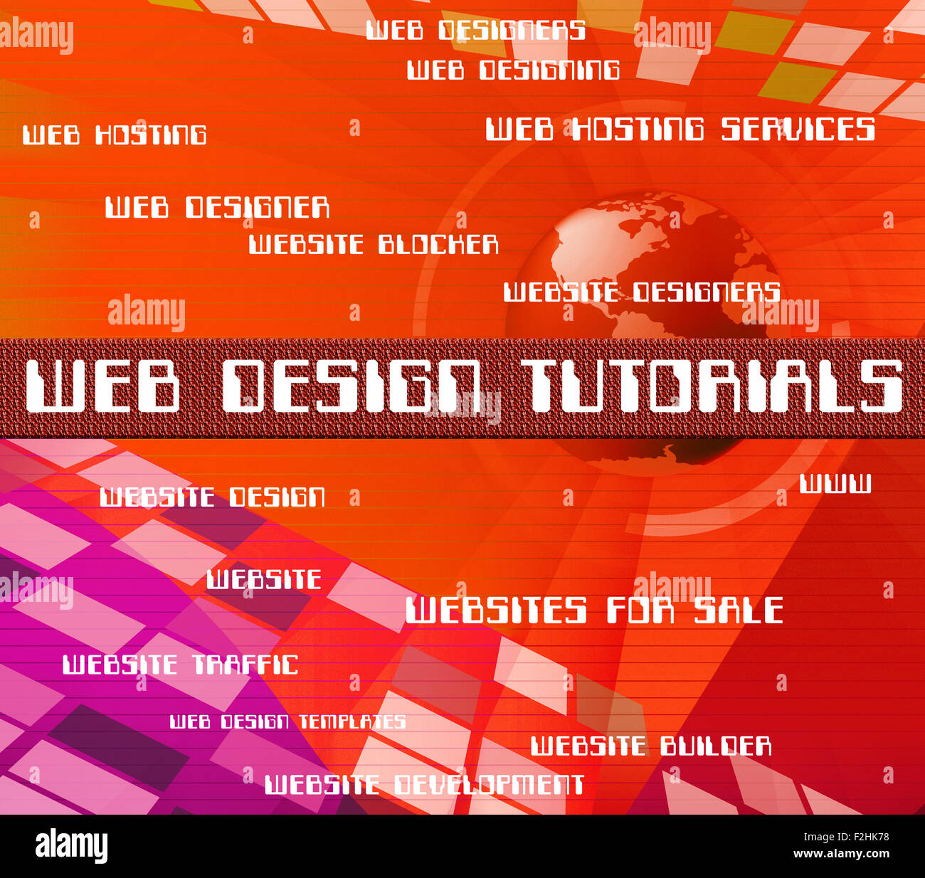 Web Design Tutorials Representing Education Learn And Designers Stock Photo - Alamy