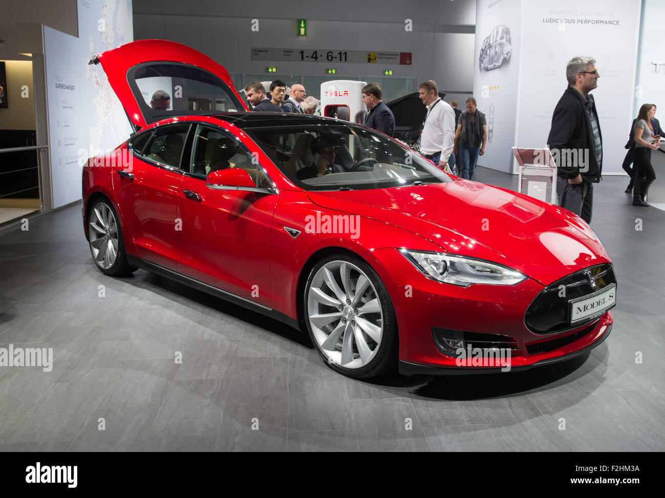 Frankfurt international motor show (IAA) 2015. Tesla Model S Stock ...