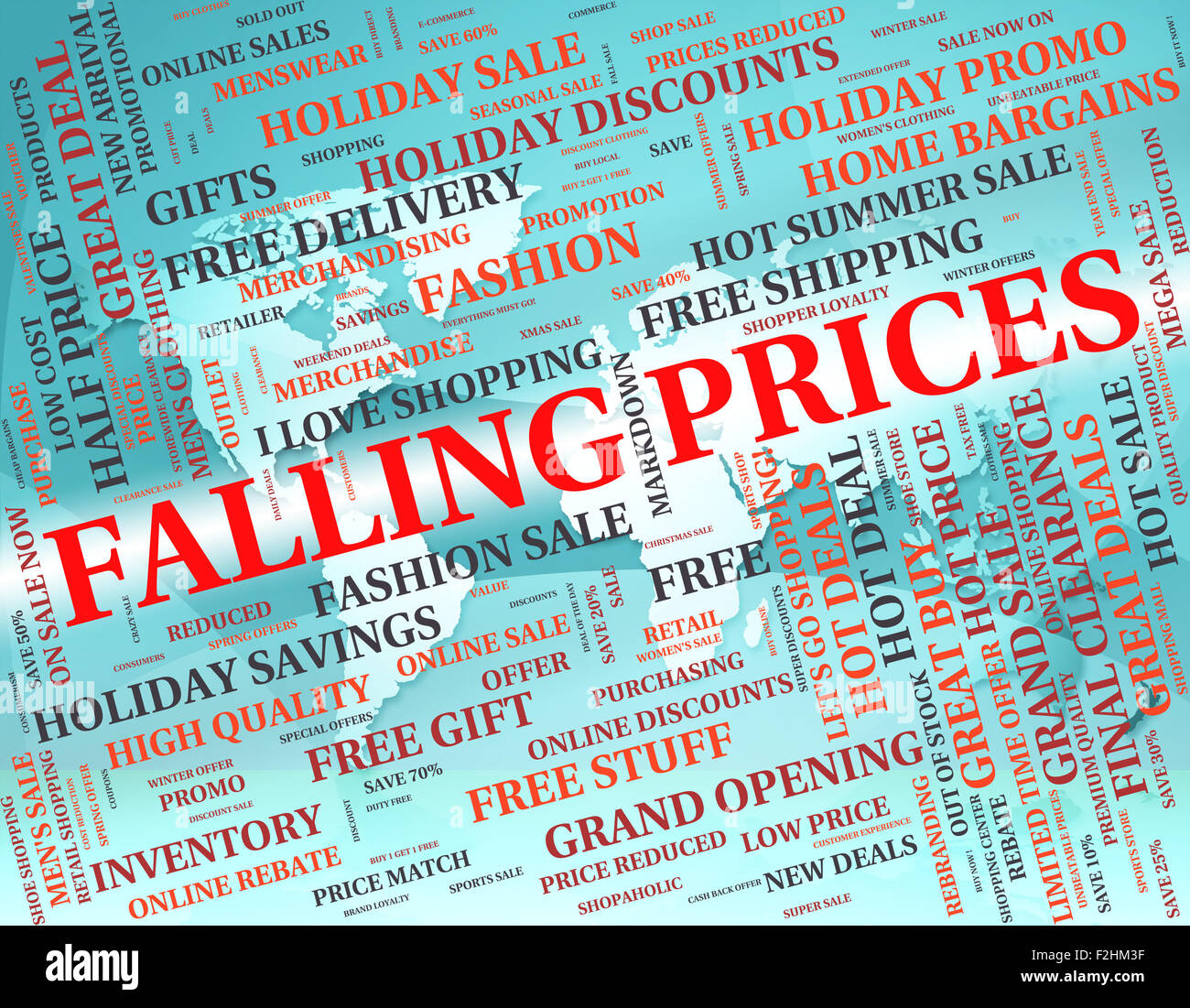 Falling Prices Showing Less Promo And Text Stock Photo - Alamy