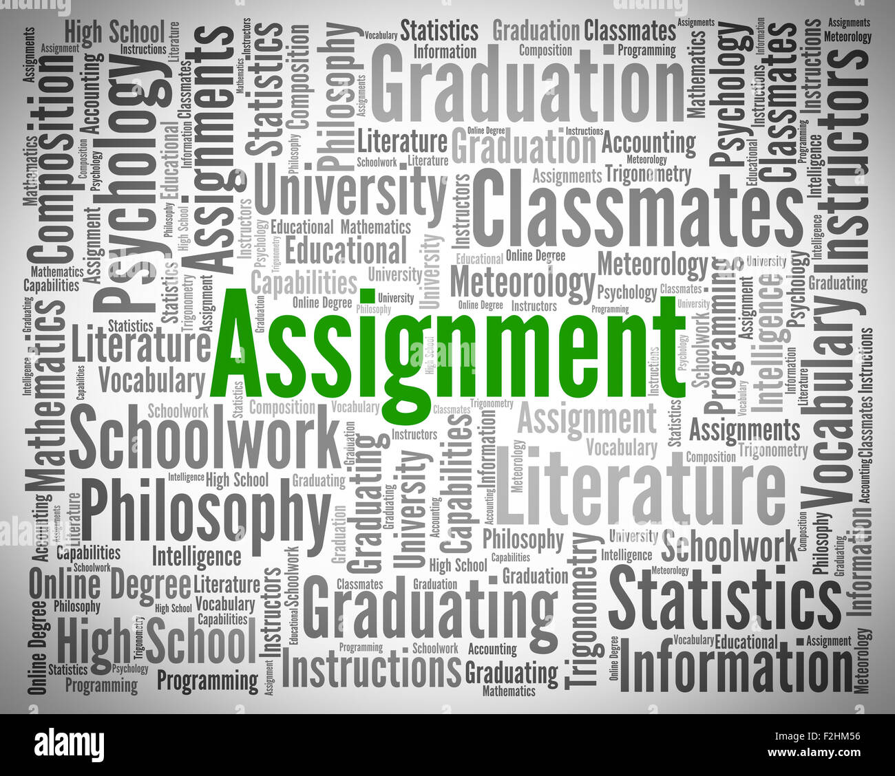 Assignment Word Indicating Home Study And Project Stock Photo - Alamy