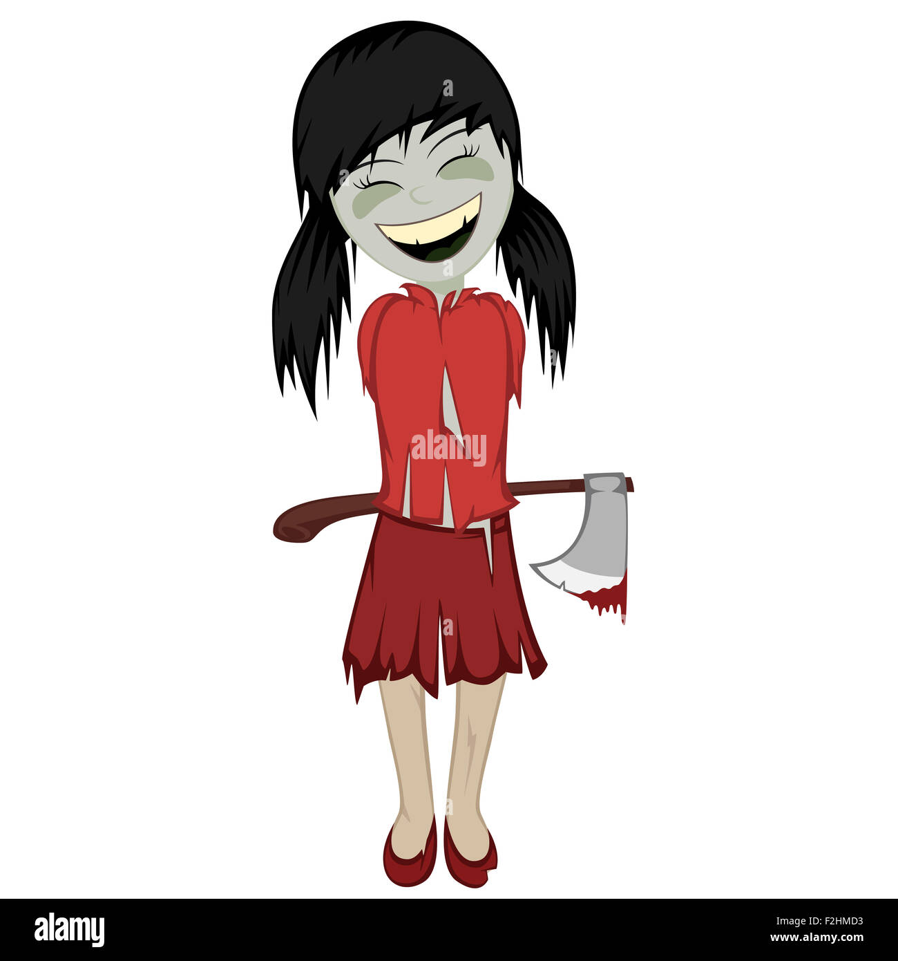 Zombie girl with surprise - Lovely black haired little zombie girl with ...