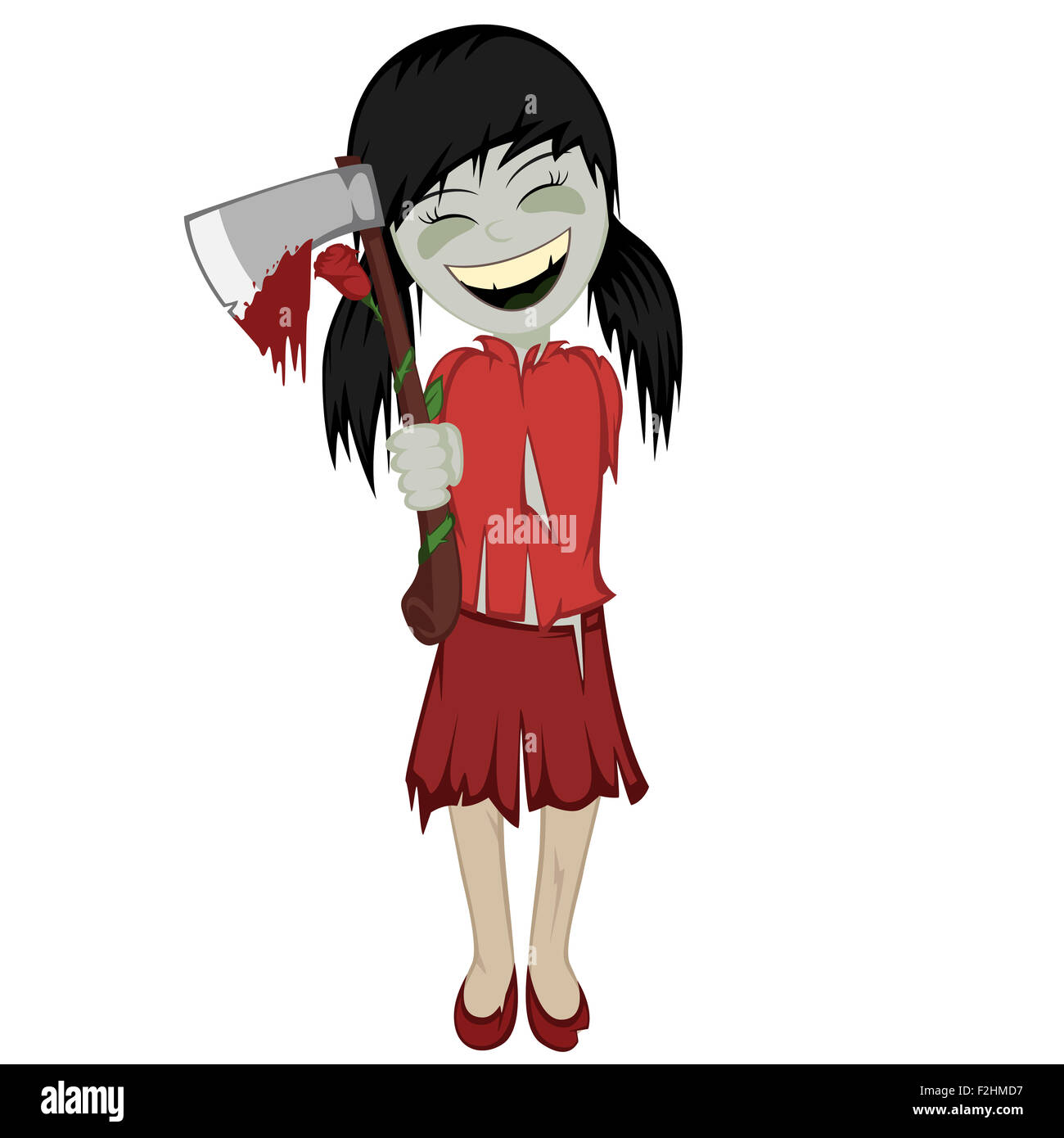 Zombie girl with surprise - Lovely little black haired zombie girl ...