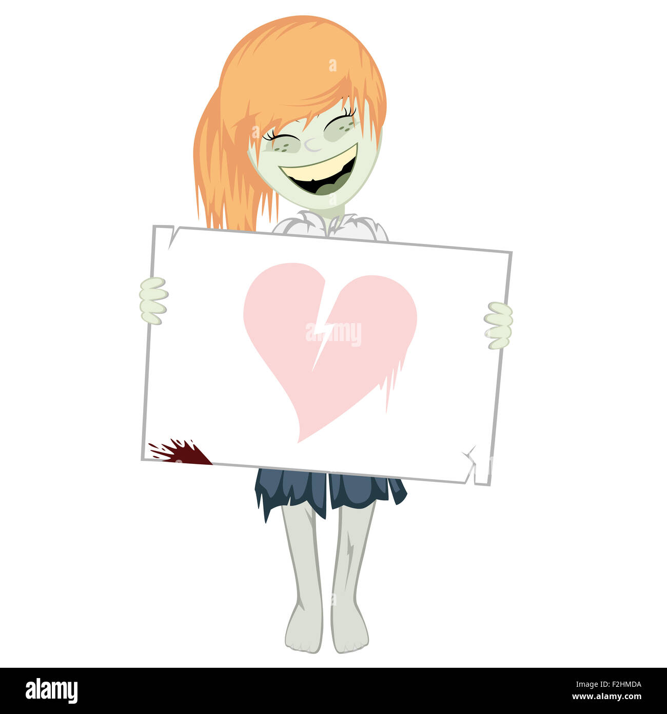 Zombie girl with a whiteboard - Lovely little ginger zombie girl with a ...