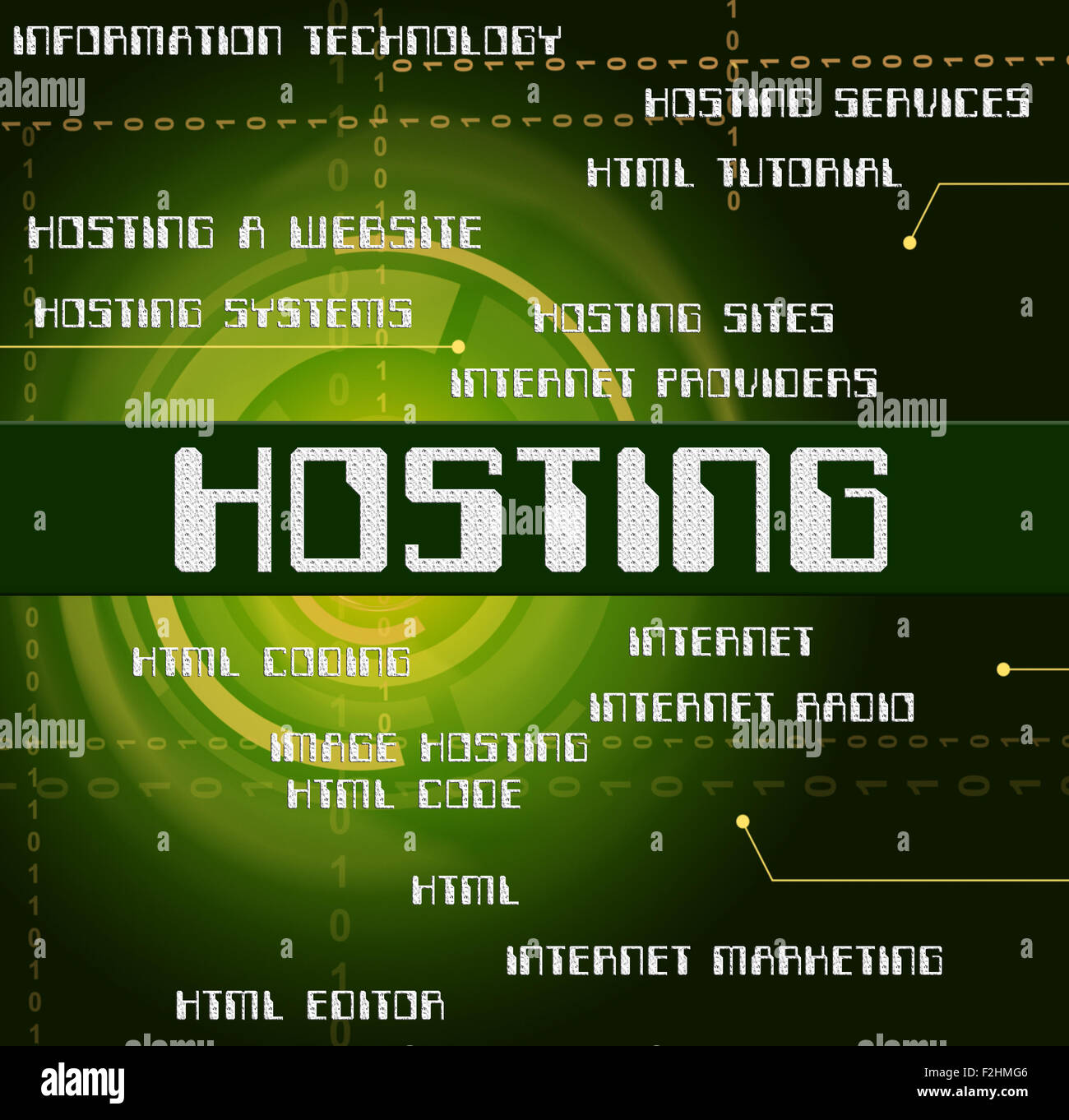 Hosting Word Showing Web Computer And Server Stock Photo - Alamy