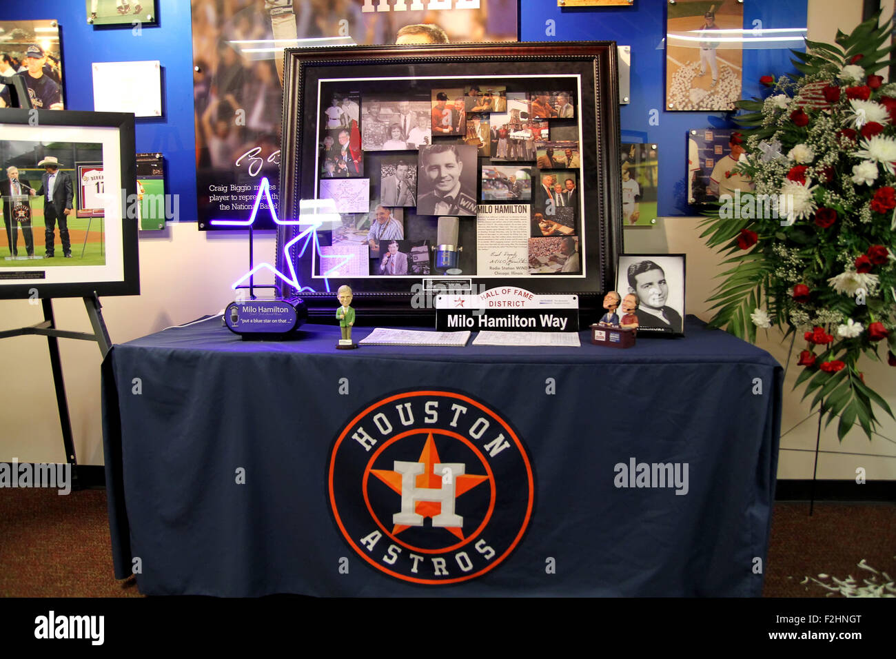 SEP 19 2015: A memorial for former Houston Astros broadcaster Milo ...