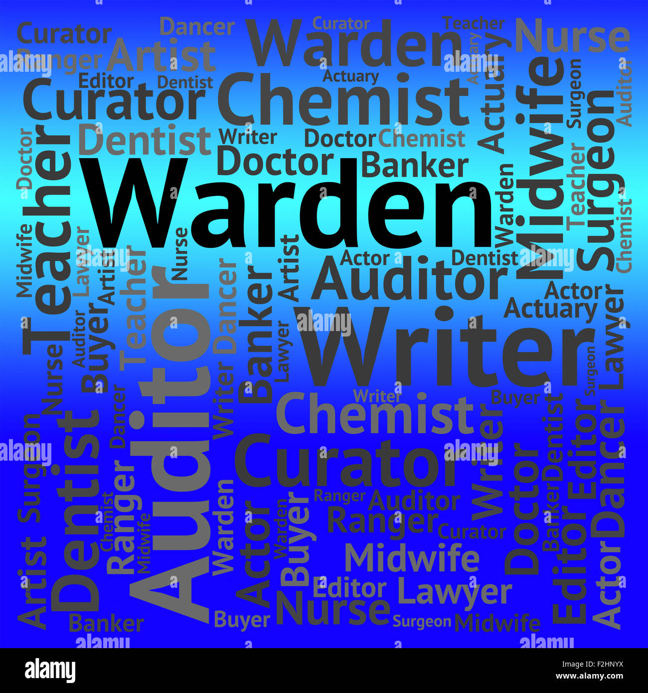 Warden Job Representing Wardens Word And Text Stock Photo - Alamy
