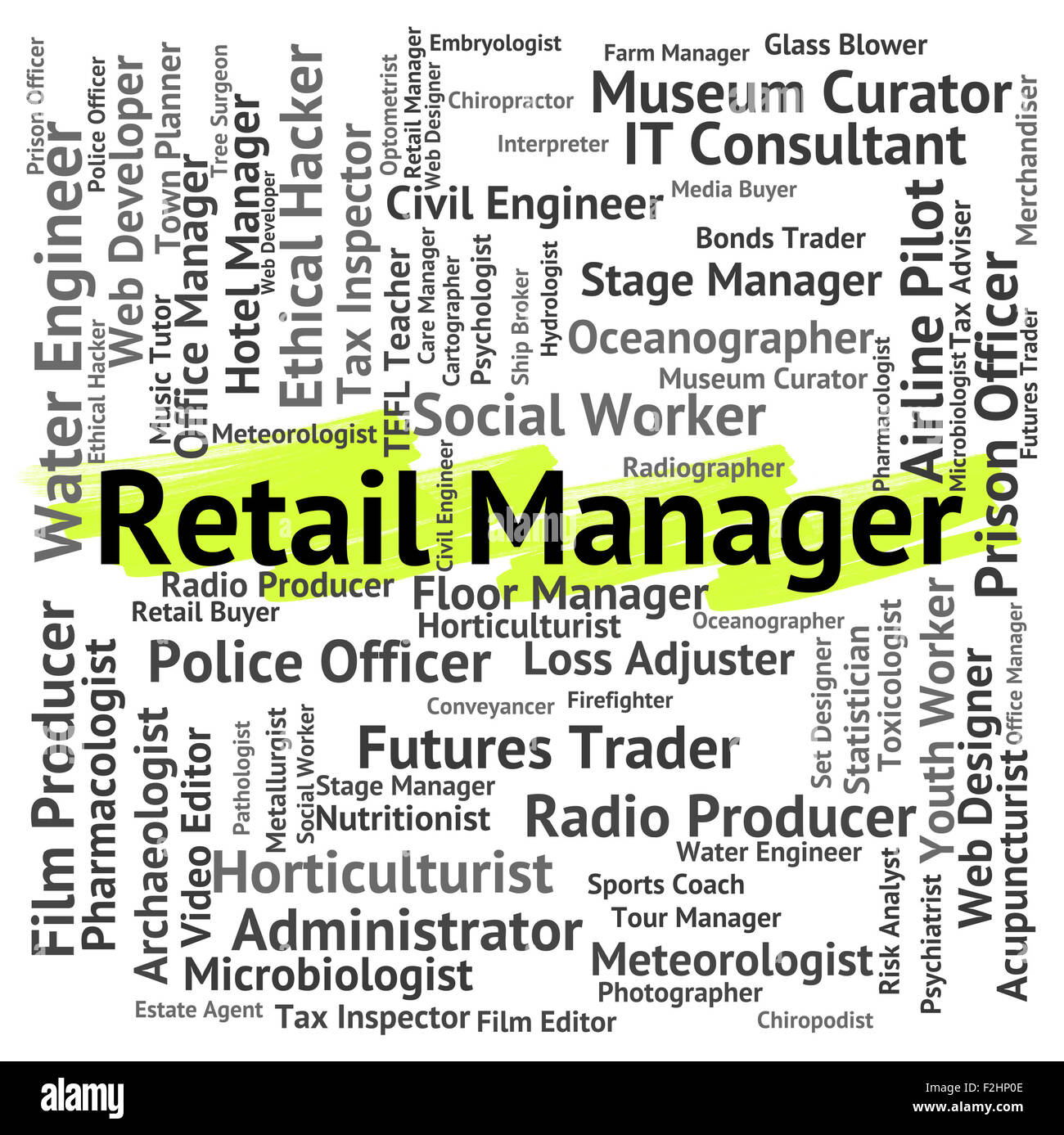 Retail Manager Indicating Director Selling And Words Stock Photo - Alamy