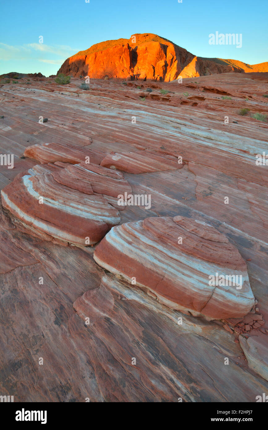 Colorful wavy sandstone shapes, and dunes in Valley of Fire State Park ...