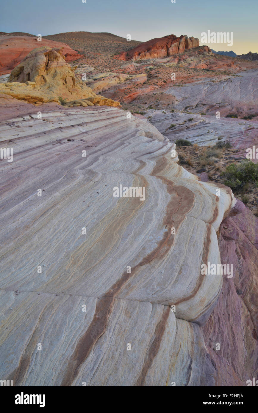 Colorful wavy sandstone shapes, and dunes in Valley of Fire State Park ...