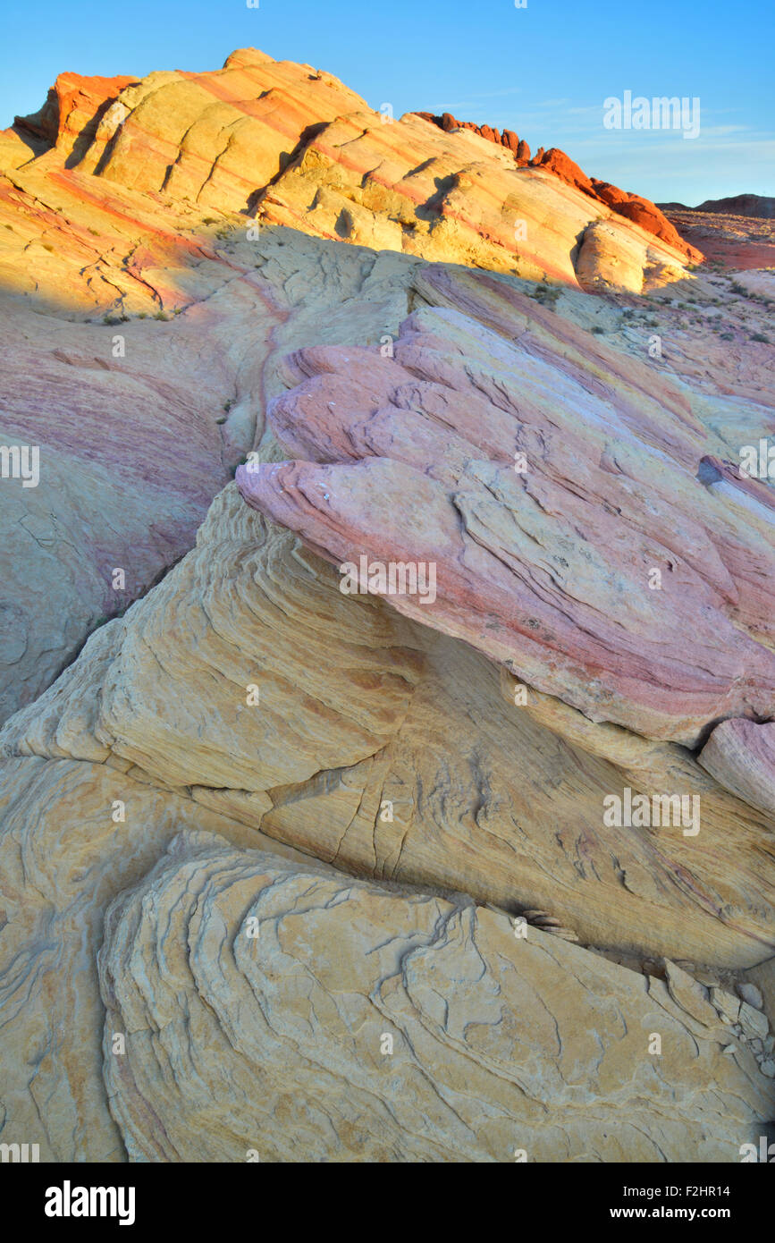 Colorful wavy sandstone shapes, and dunes in Valley of Fire State Park ...
