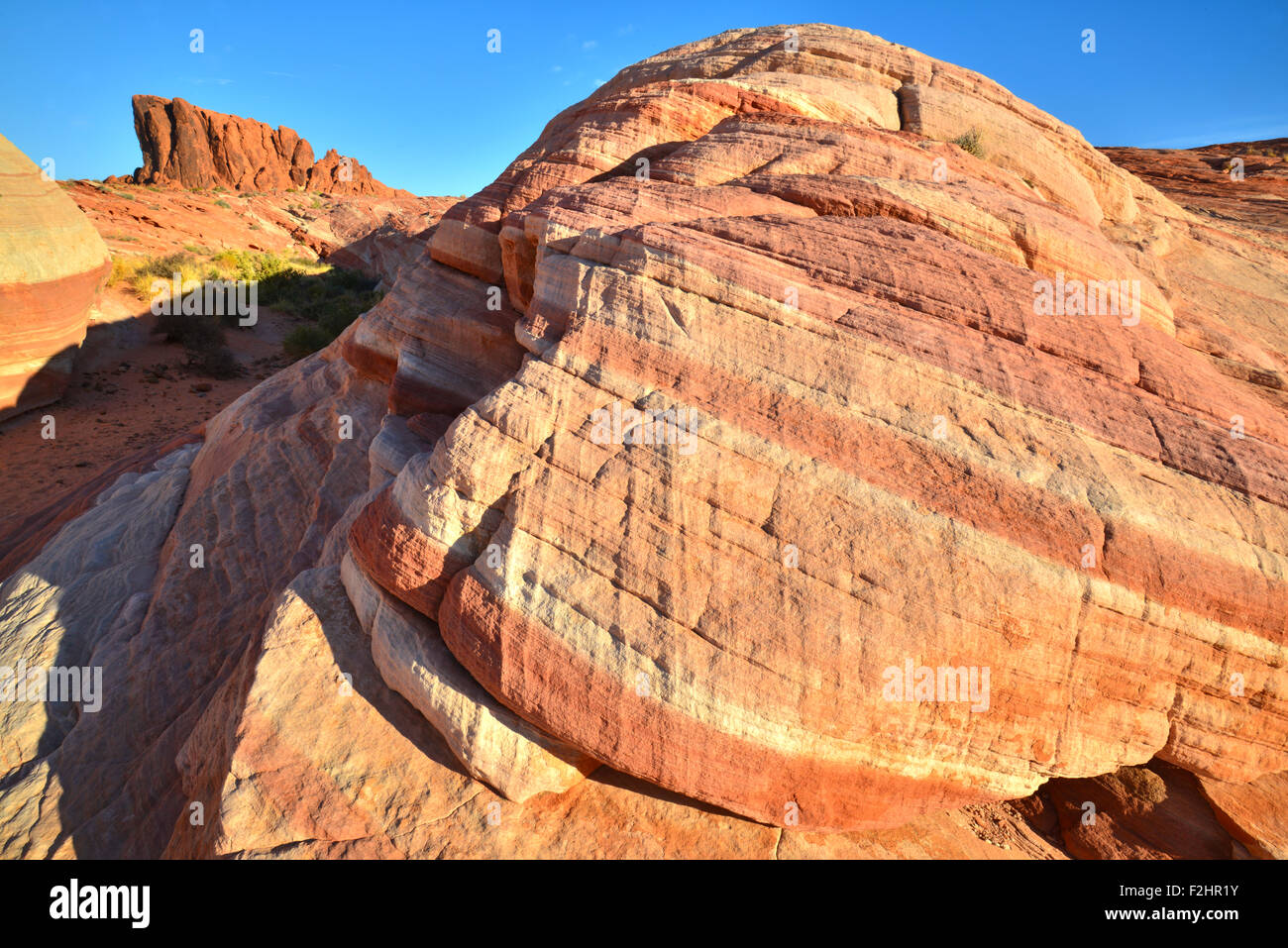 Colorful wavy sandstone shapes, and dunes in Valley of Fire State Park ...
