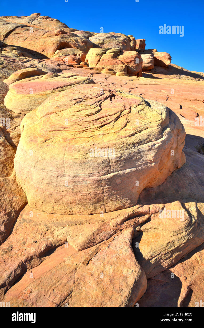 Colorful wavy sandstone shapes, and dunes in Valley of Fire State Park ...