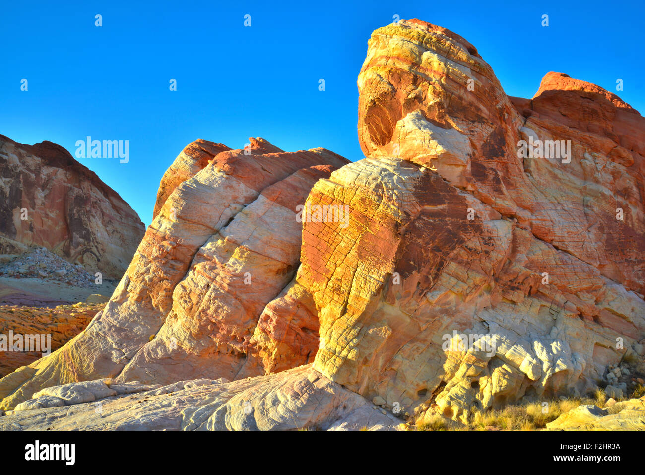 Colorful wavy sandstone shapes, and dunes in Valley of Fire State Park ...