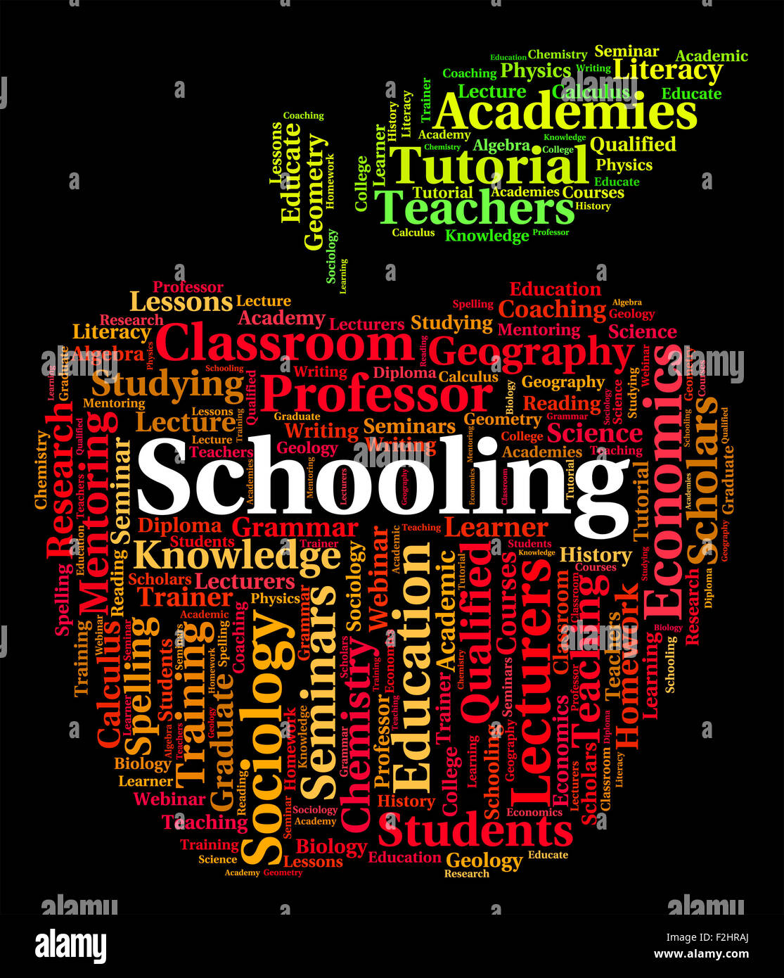 Schooling Word Representing Schools College And Learned Stock Photo - Alamy
