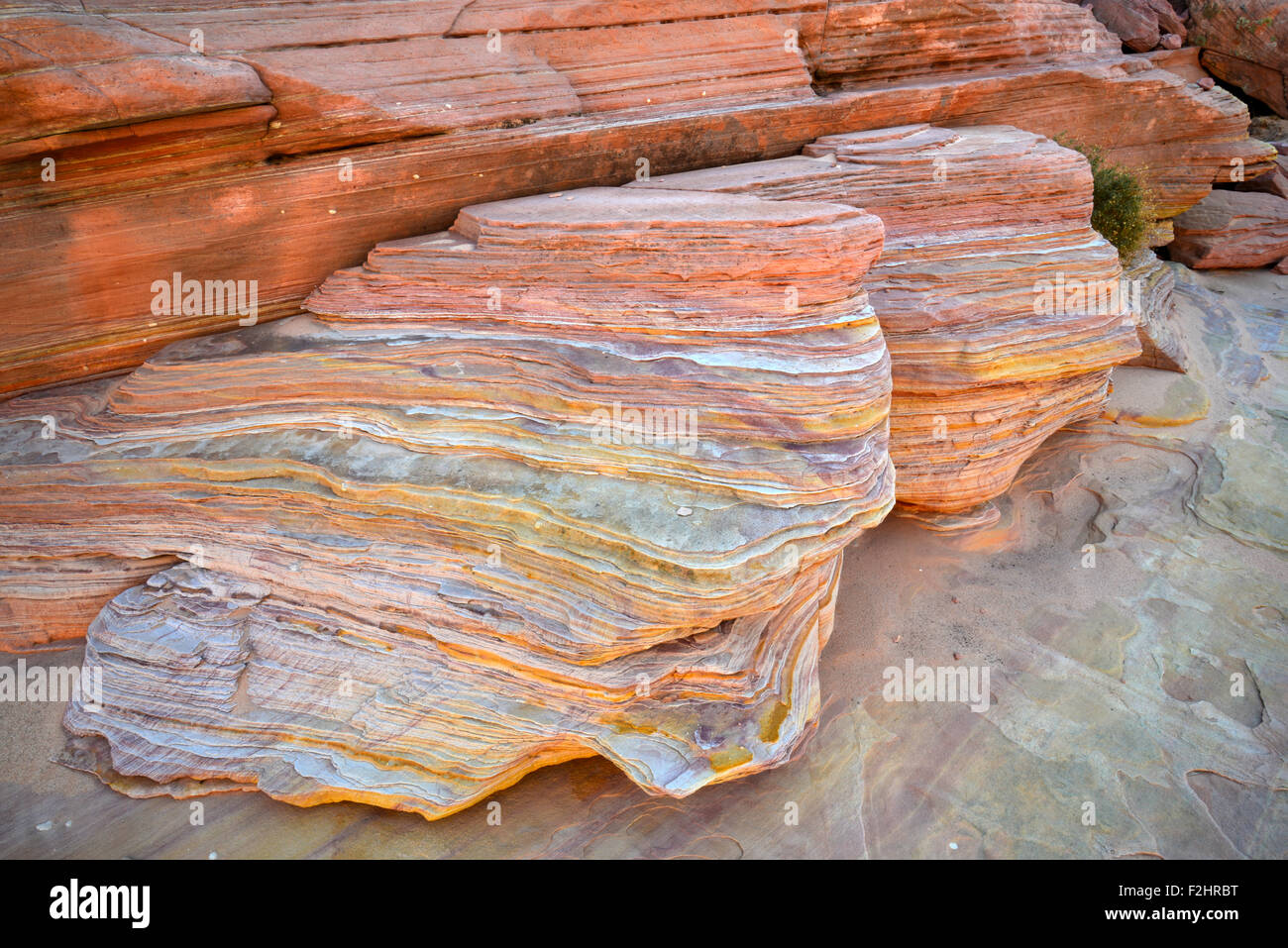Colorful wavy sandstone shapes, and dunes in Valley of Fire State Park ...
