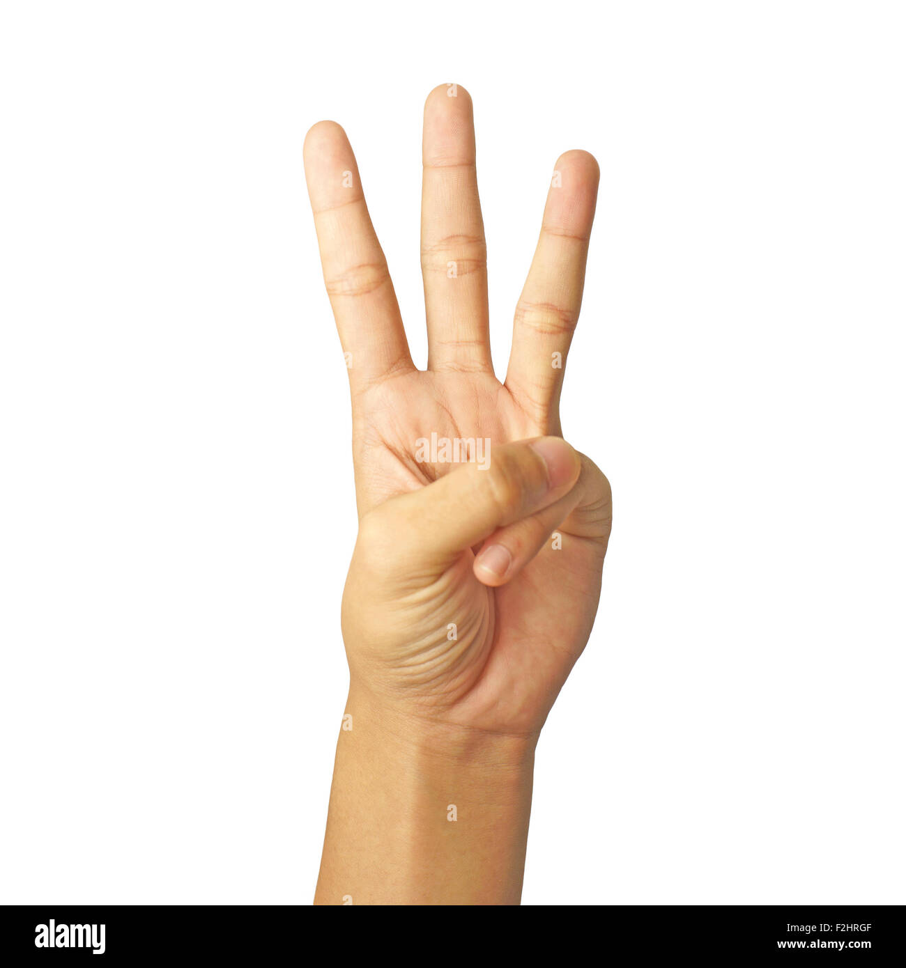 children hand counting number three isolated on white background Stock ...