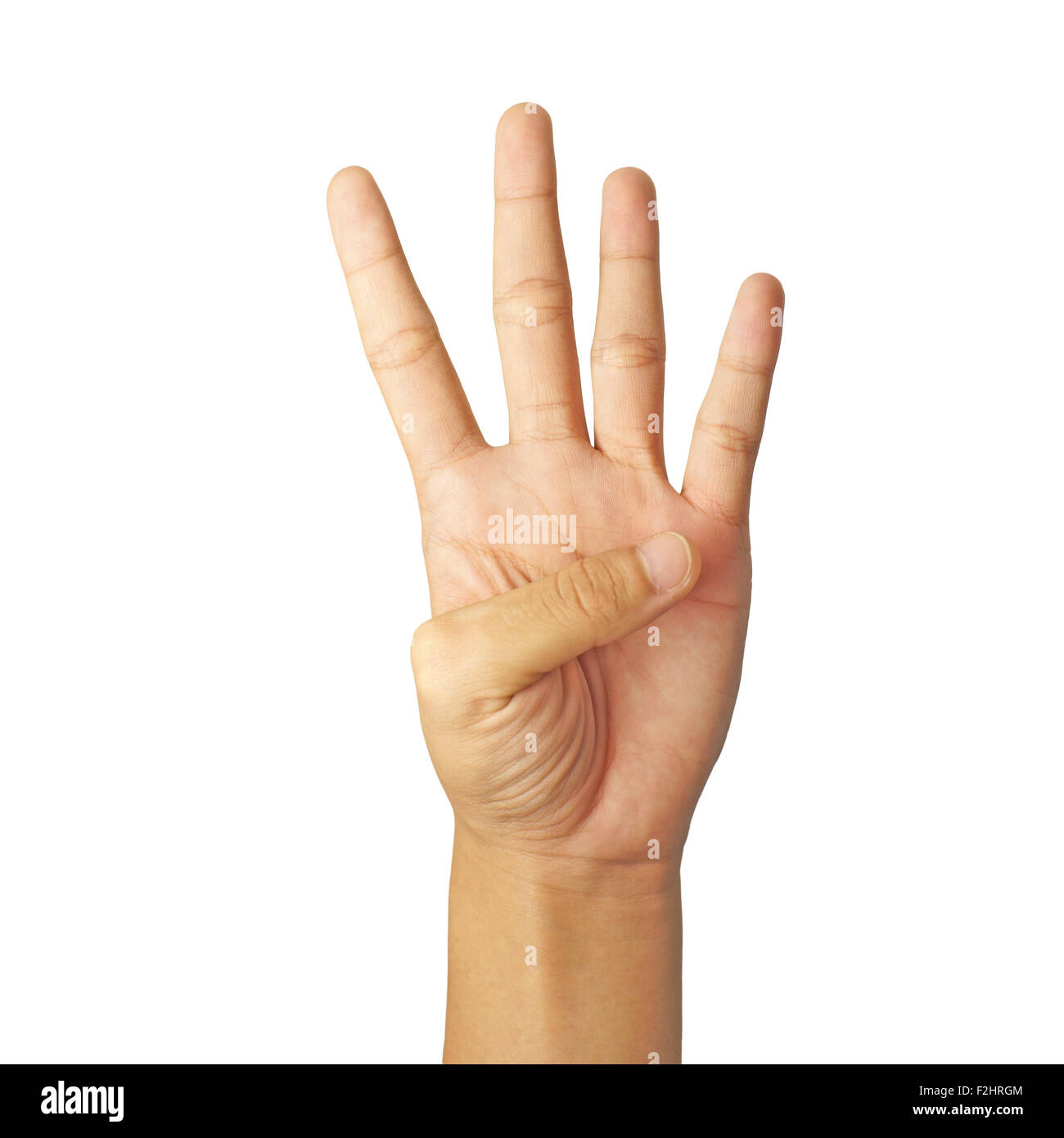 children hand counting number four isolated on white background Stock ...