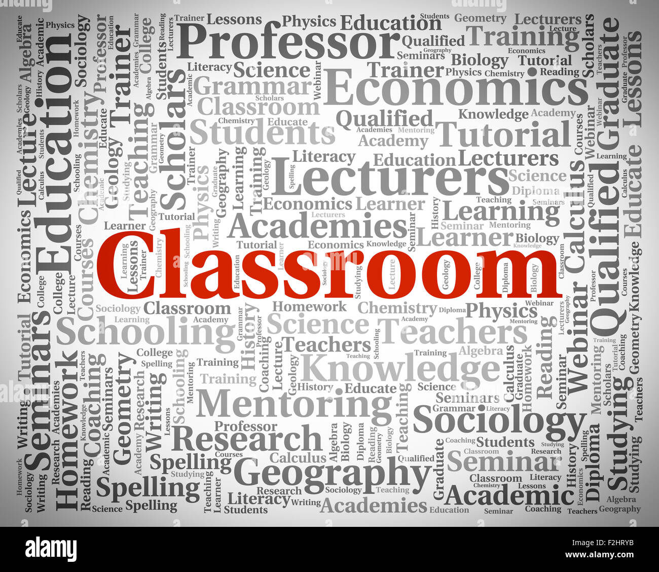 Classroom Word Showing School Text And Words Stock Photo - Alamy