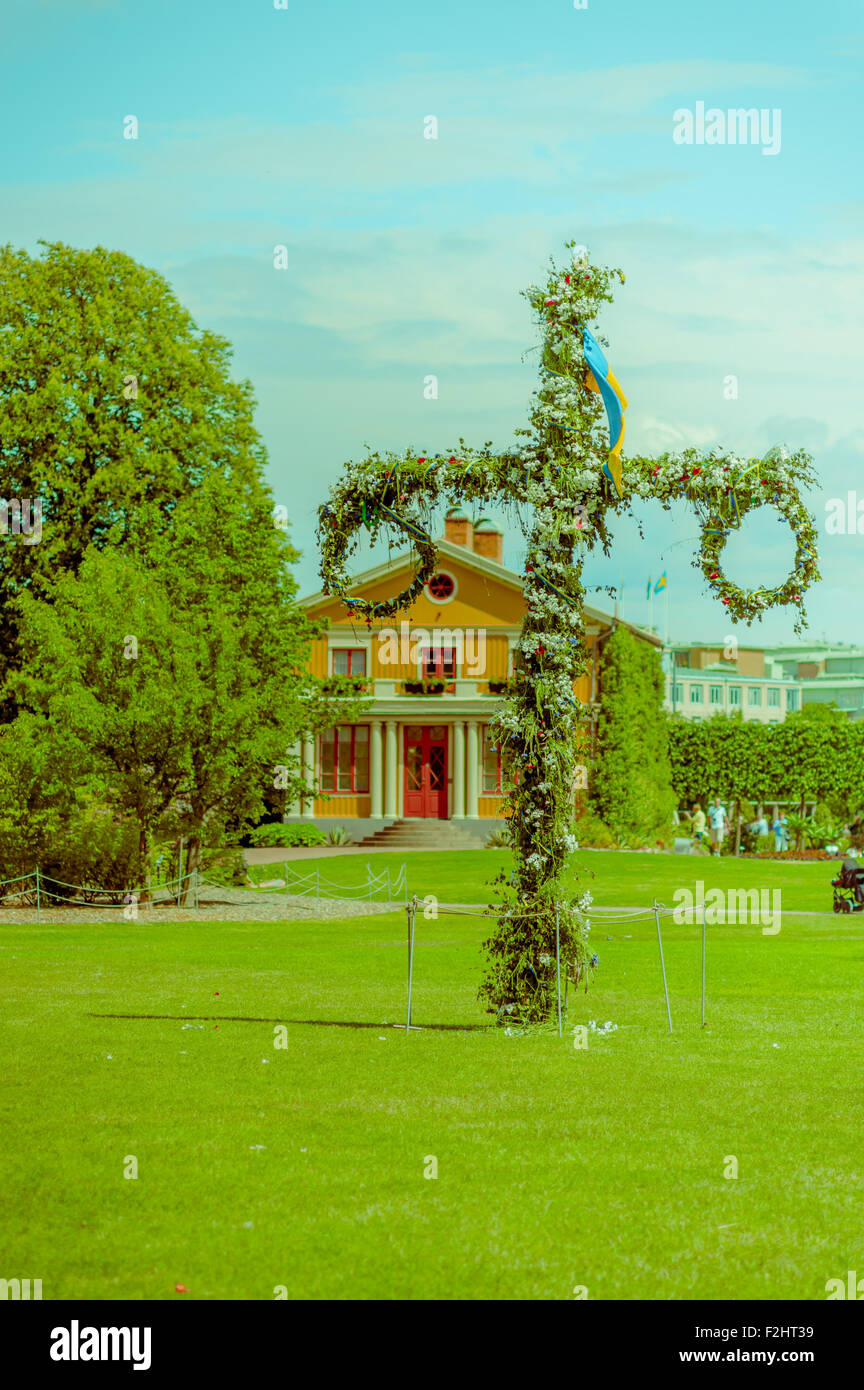 Midsummer cross in Tradgardsforeningen, the Garden Society park ...