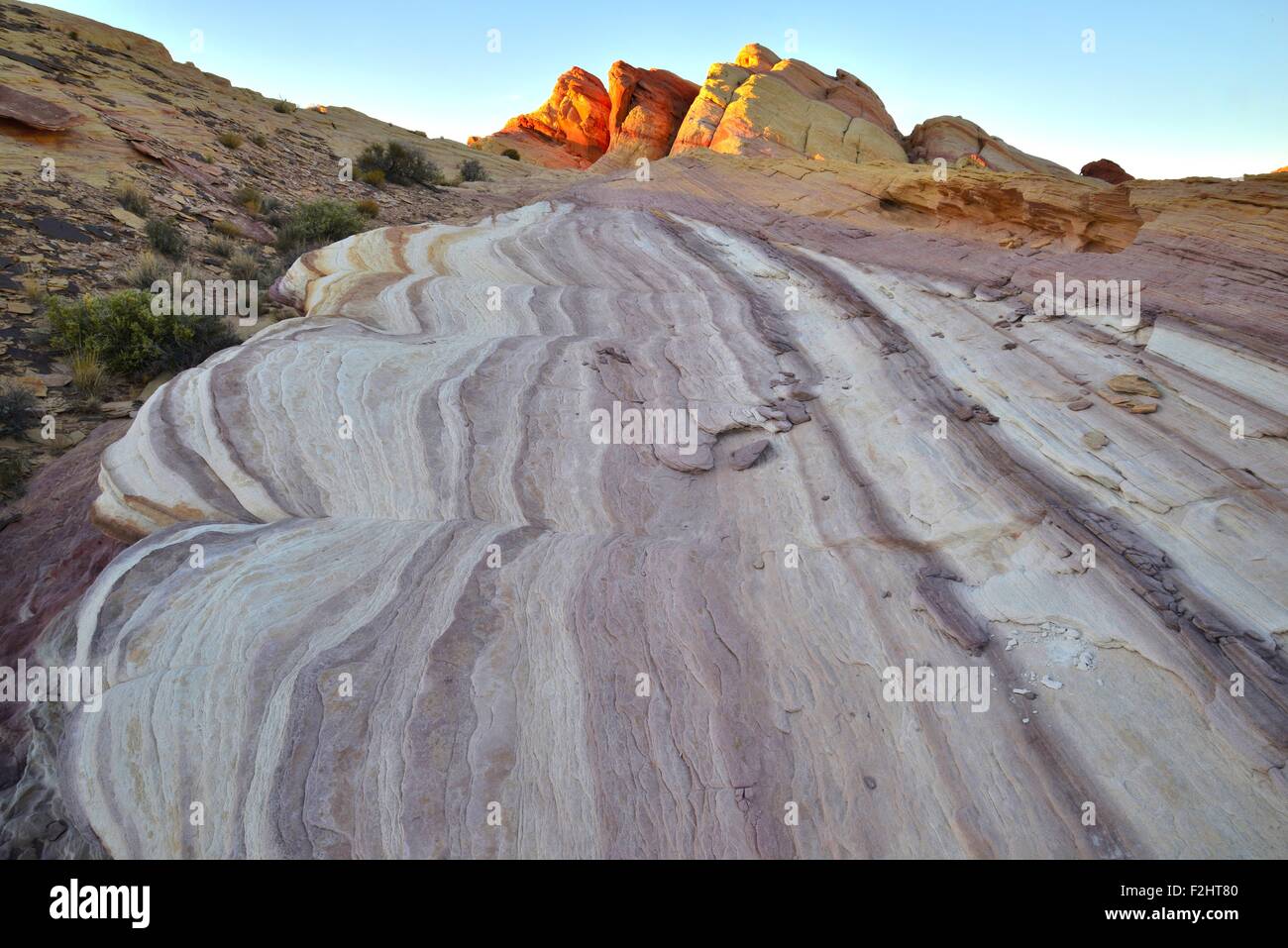 Colorful wavy sandstone shapes, and dunes in Valley of Fire State Park ...