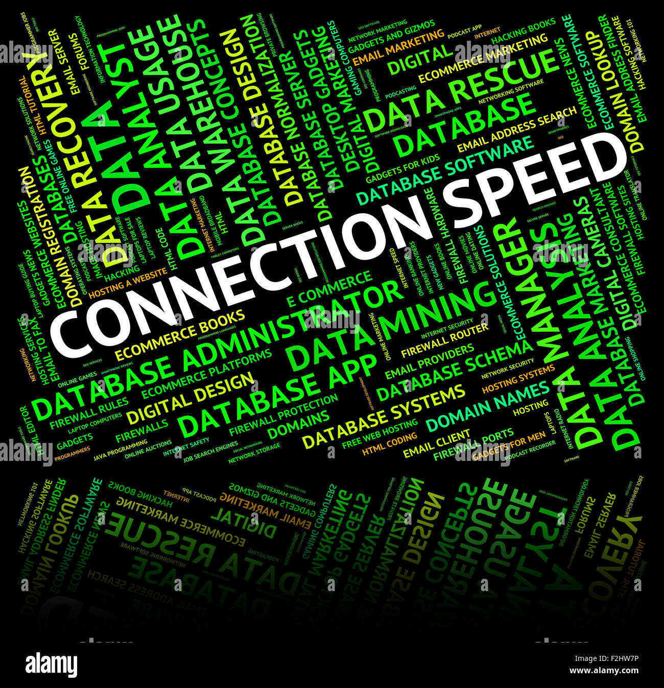 Connection Speed Meaning Network Words And Networking Stock Photo - Alamy