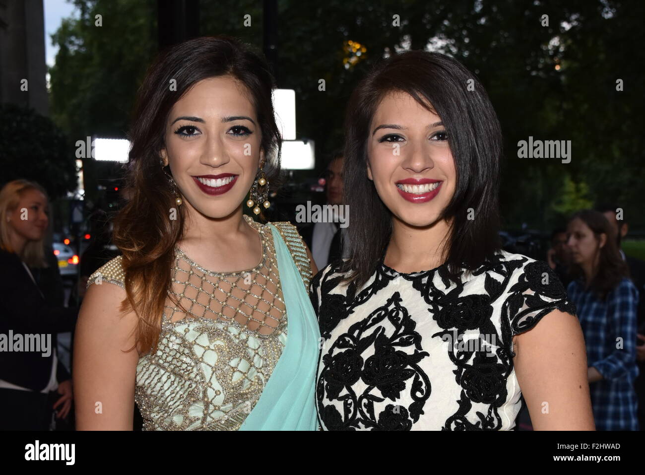 London, UK. 18th September, 2015. Desi Rascals sister Natalie & Jo Shah ...