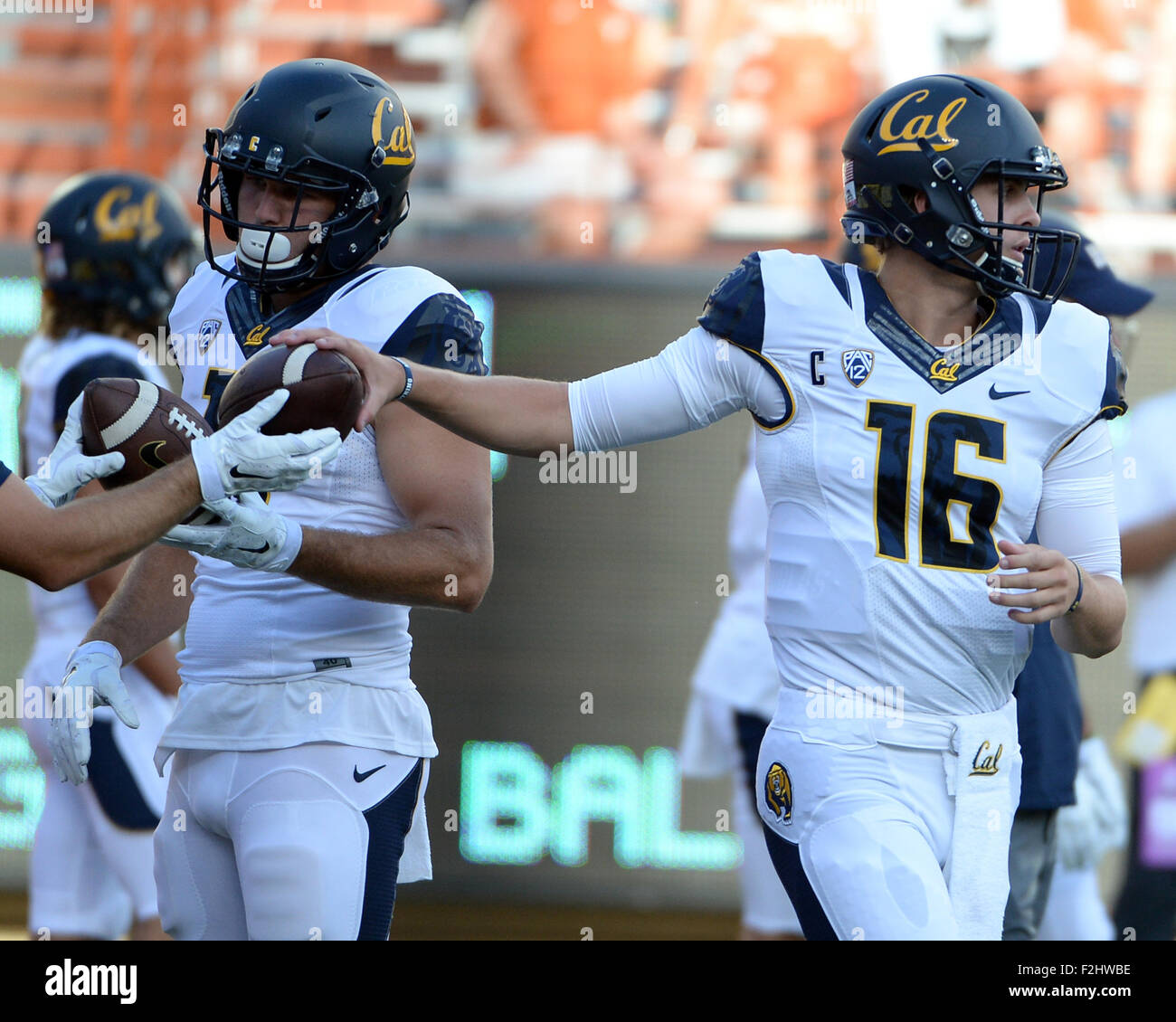 Pre Game. 19th Sep, 2015. Jared Goff #16 of the California Golden Bears ...