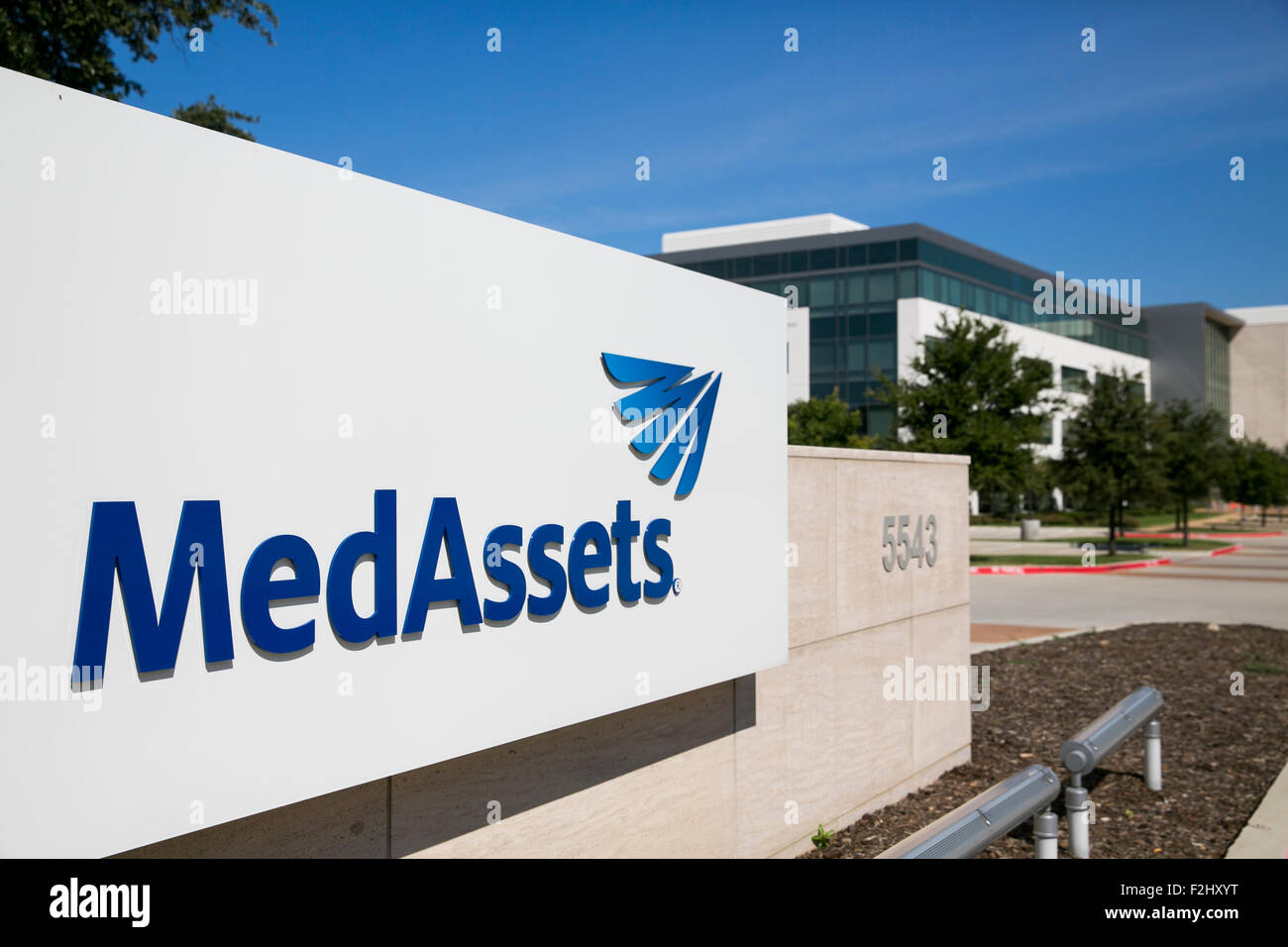 A logo sign outside of a facility occupied by MedAssets, Inc., in Plano ...