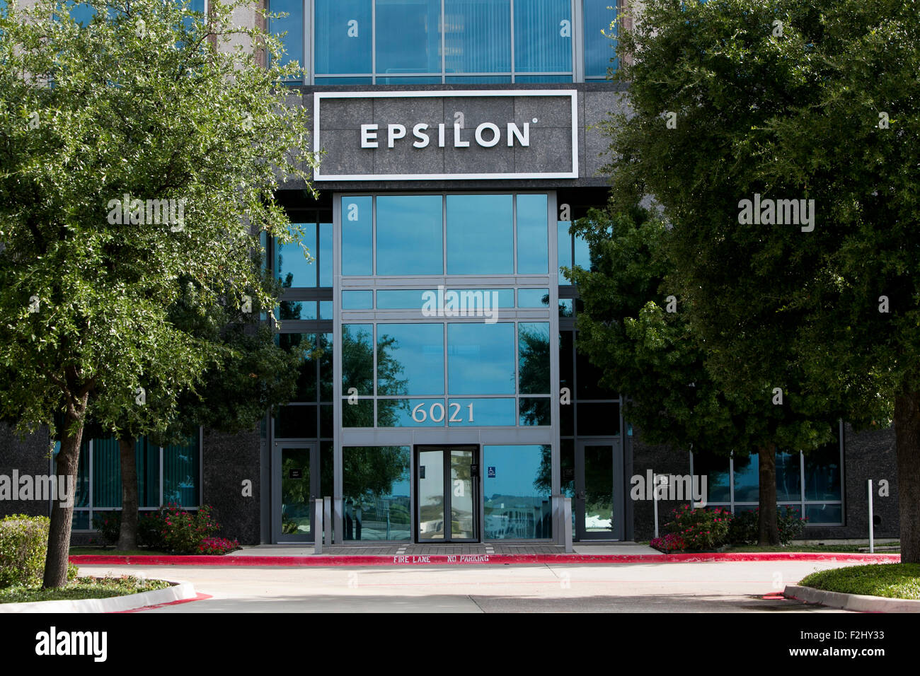 A logo sign outside of a facility occupied by Epsilon in Irving, Texas ...