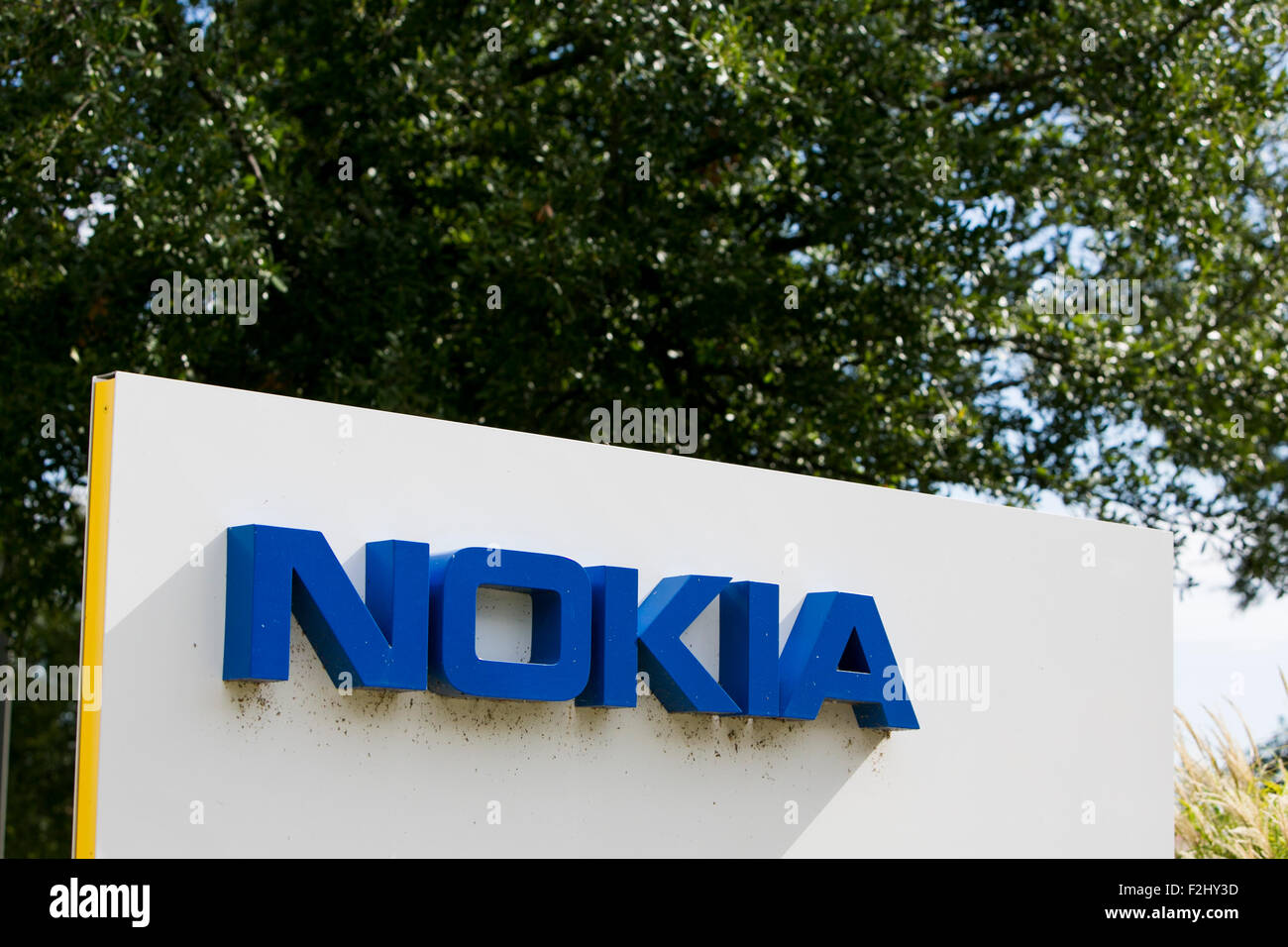 A logo sign outside of a facility occupied by the Nokia Corporation in ...