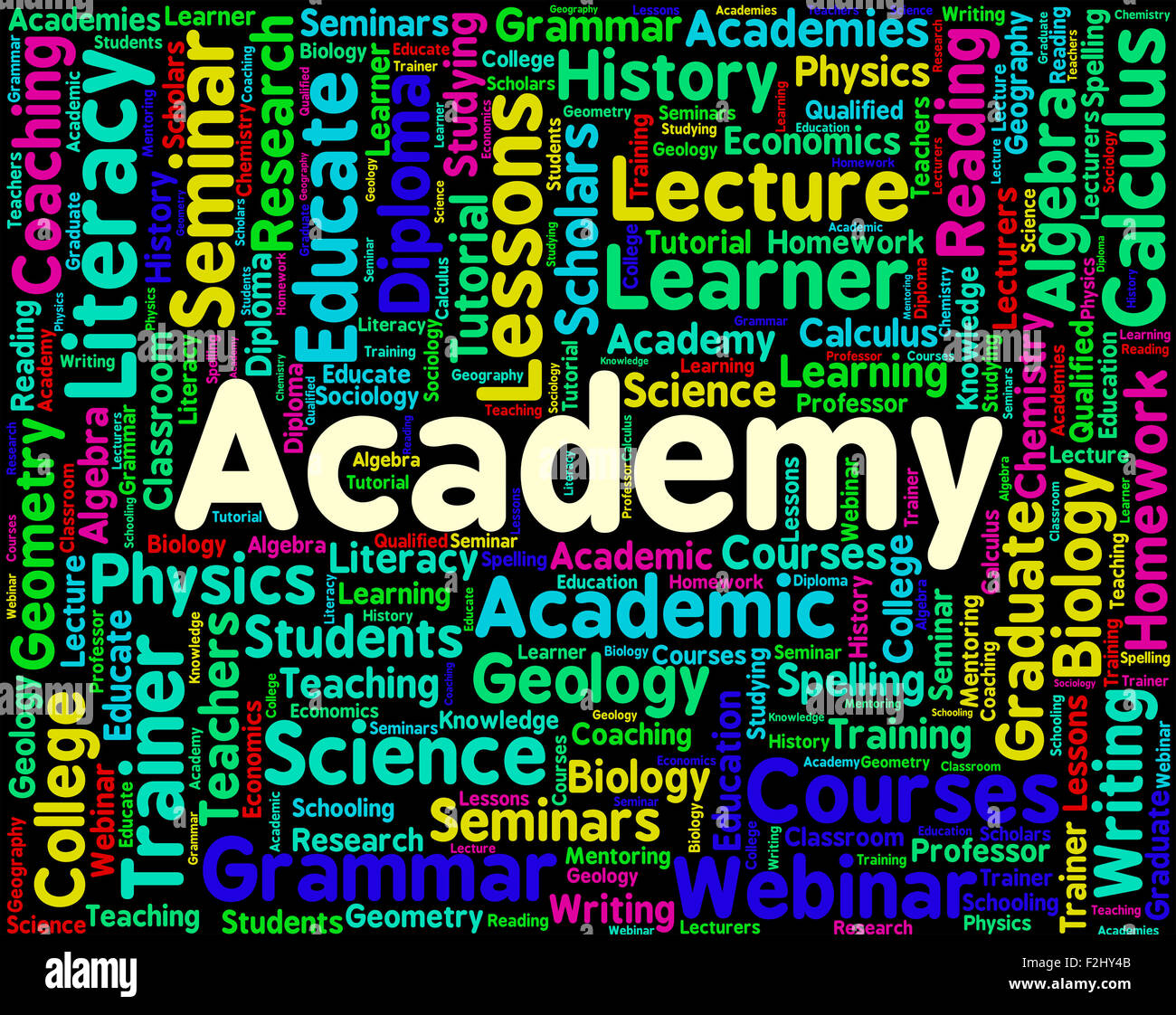 Academy Word Indicating College Polytechnic And Schools Stock Photo - Alamy