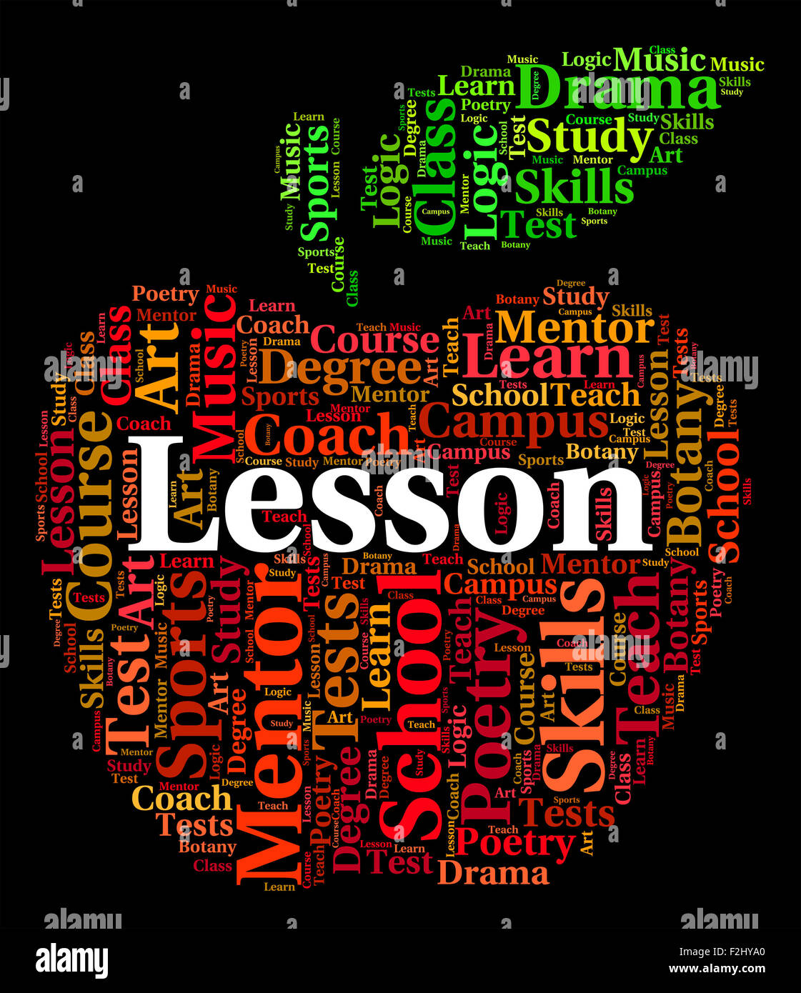 Lesson Word Meaning Lectures Seminar And Text Stock Photo - Alamy