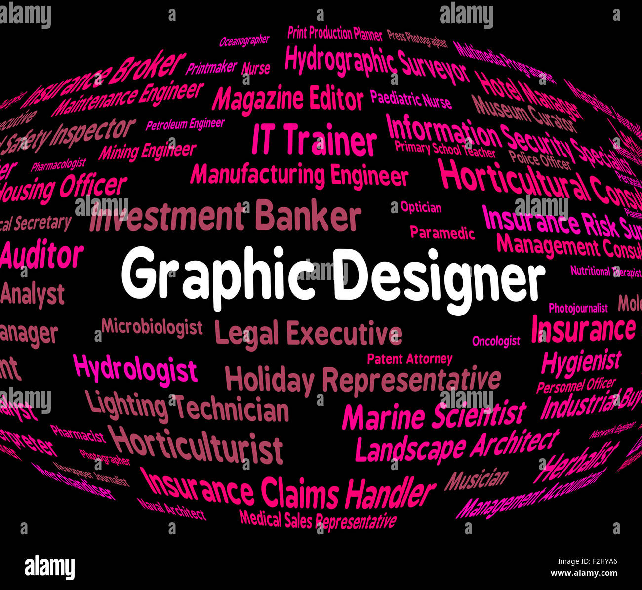 Graphic Designer Indicating Work Text And Visual Stock Photo - Alamy