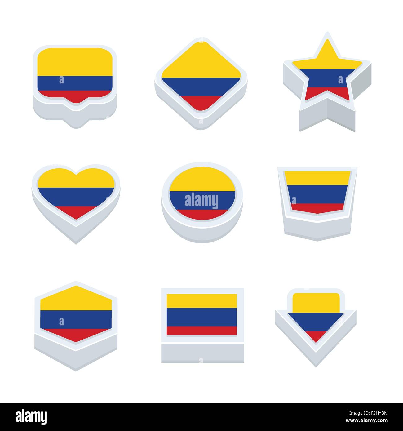 colombia flags icons and button set nine styles Stock Vector Image ...