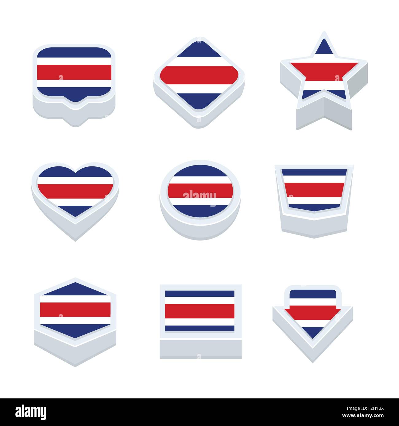 costa rica flags icons and button set nine styles Stock Vector Image ...